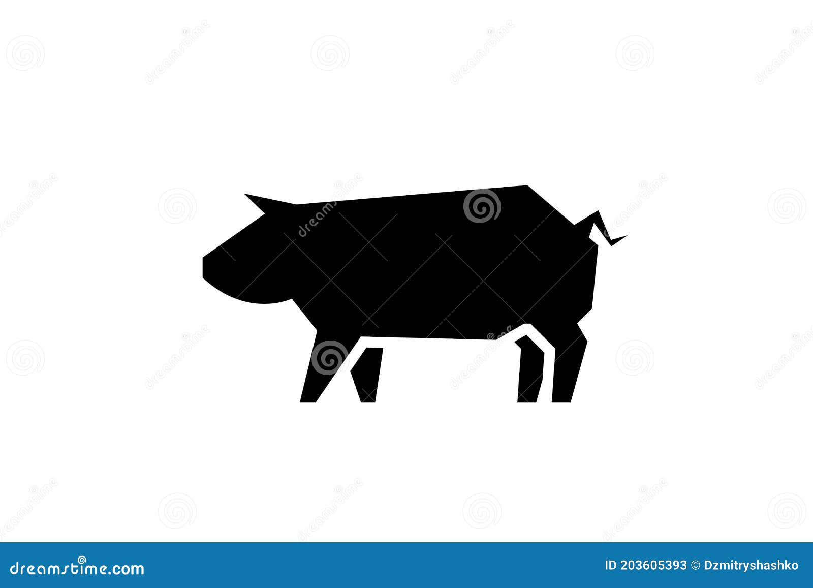 Pig geometric glyph icon stock vector. Illustration of badge - 203605393