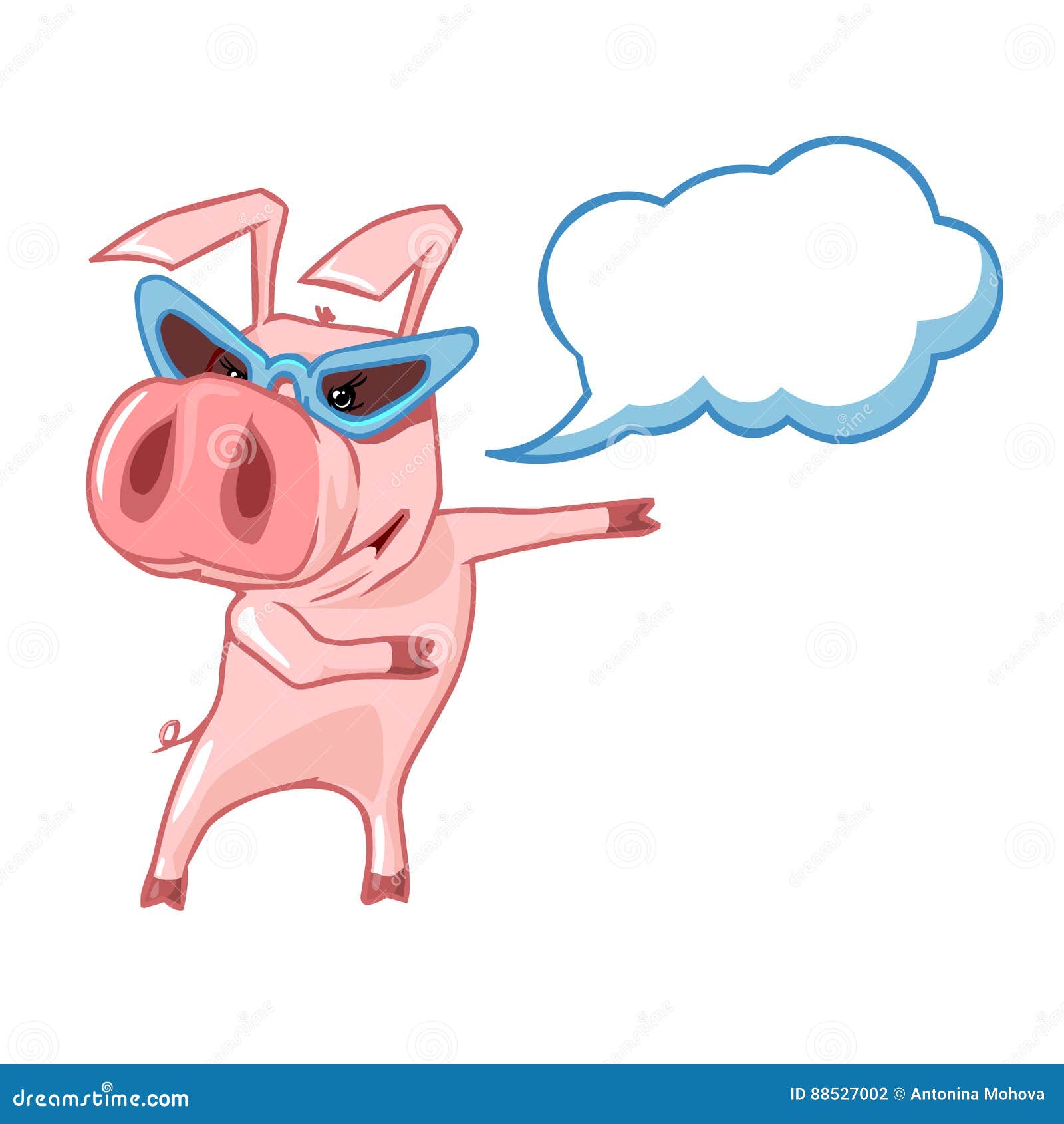 Pig with Glasses with a Caption Cloud Stock Vector - Illustration of ...