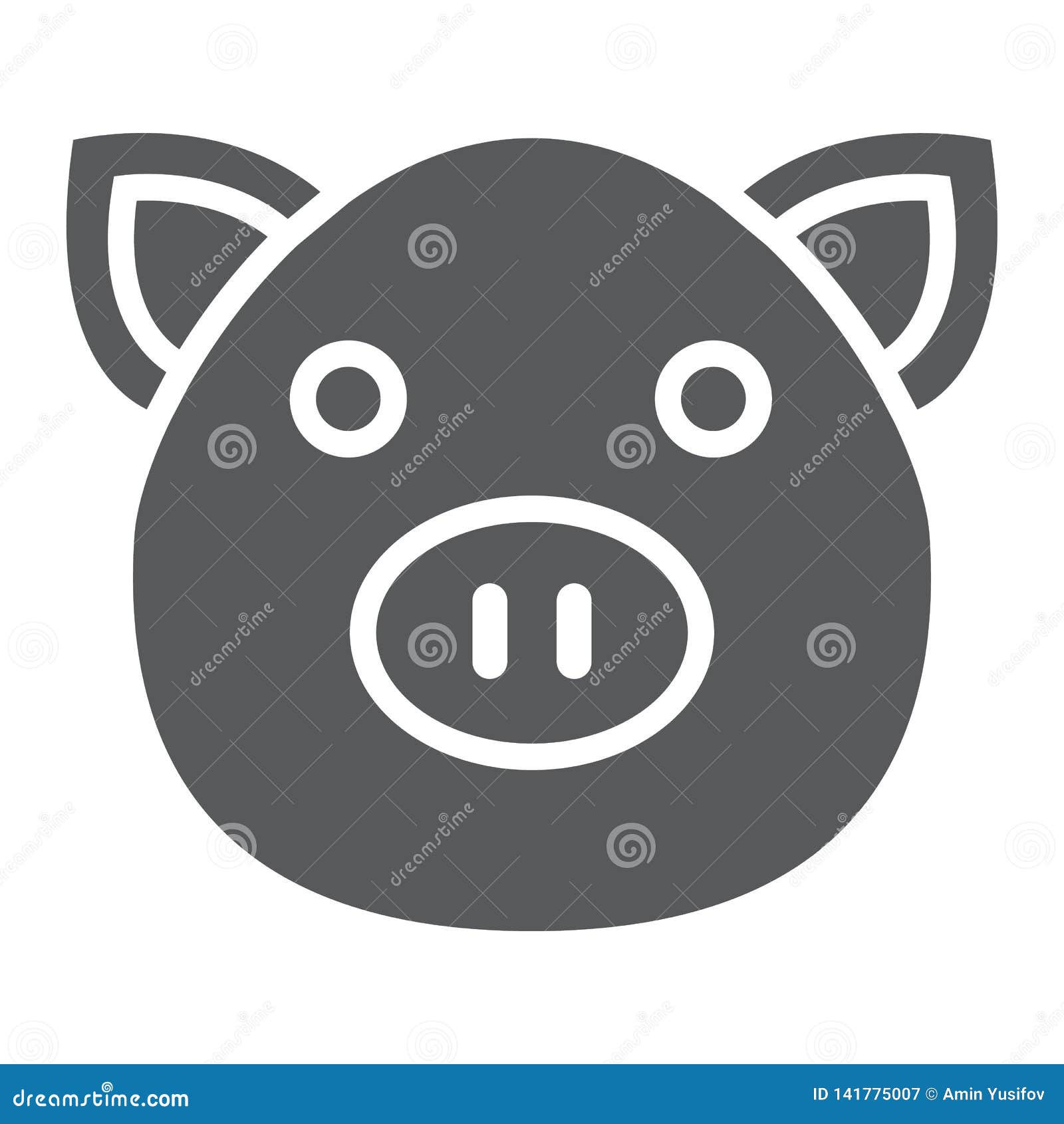 Pig Glyph Icon, Animal and Farm, Piggy Sign, Vector Graphics, a Solid ...
