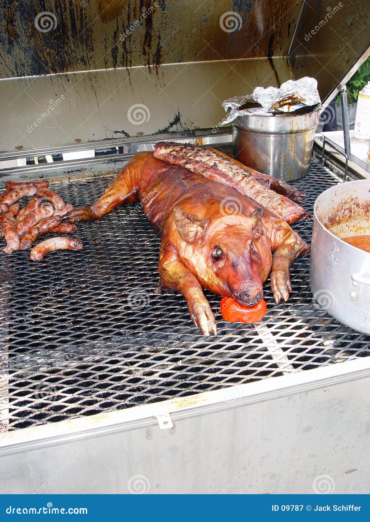 Pig on grill stock image. Image of food, boar, snout, ears - 9787