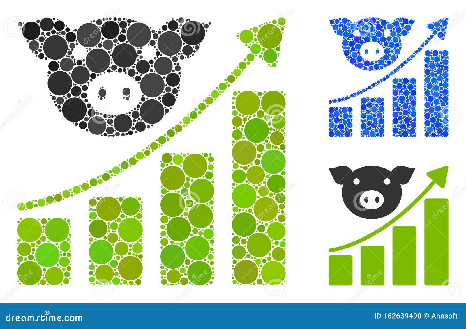 Pig Growing Chart Mosaic Icon of Spheric Items Stock Illustration ...