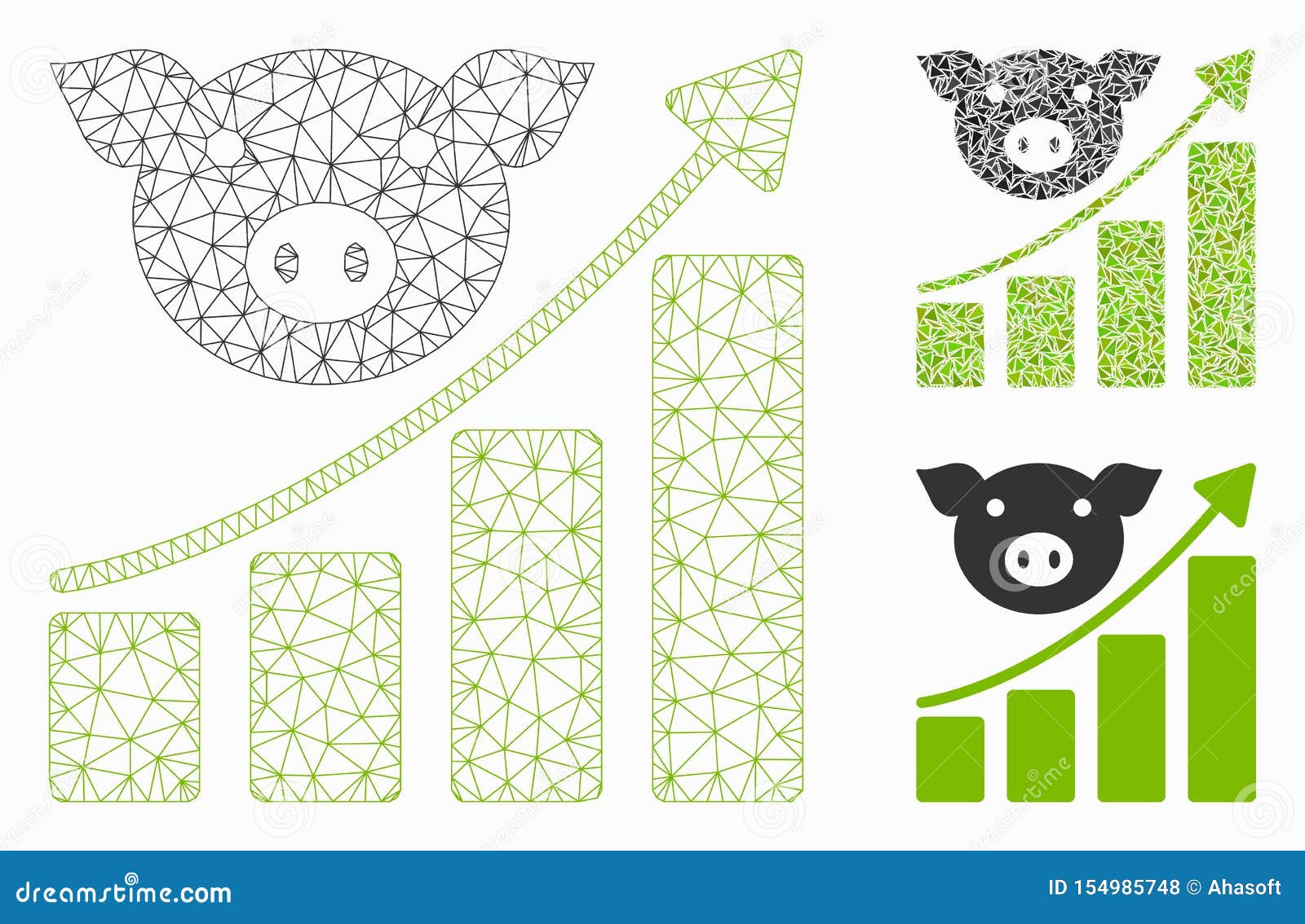 Pig Growing Chart Vector Mesh 2D Model and Triangle Mosaic Icon Stock ...