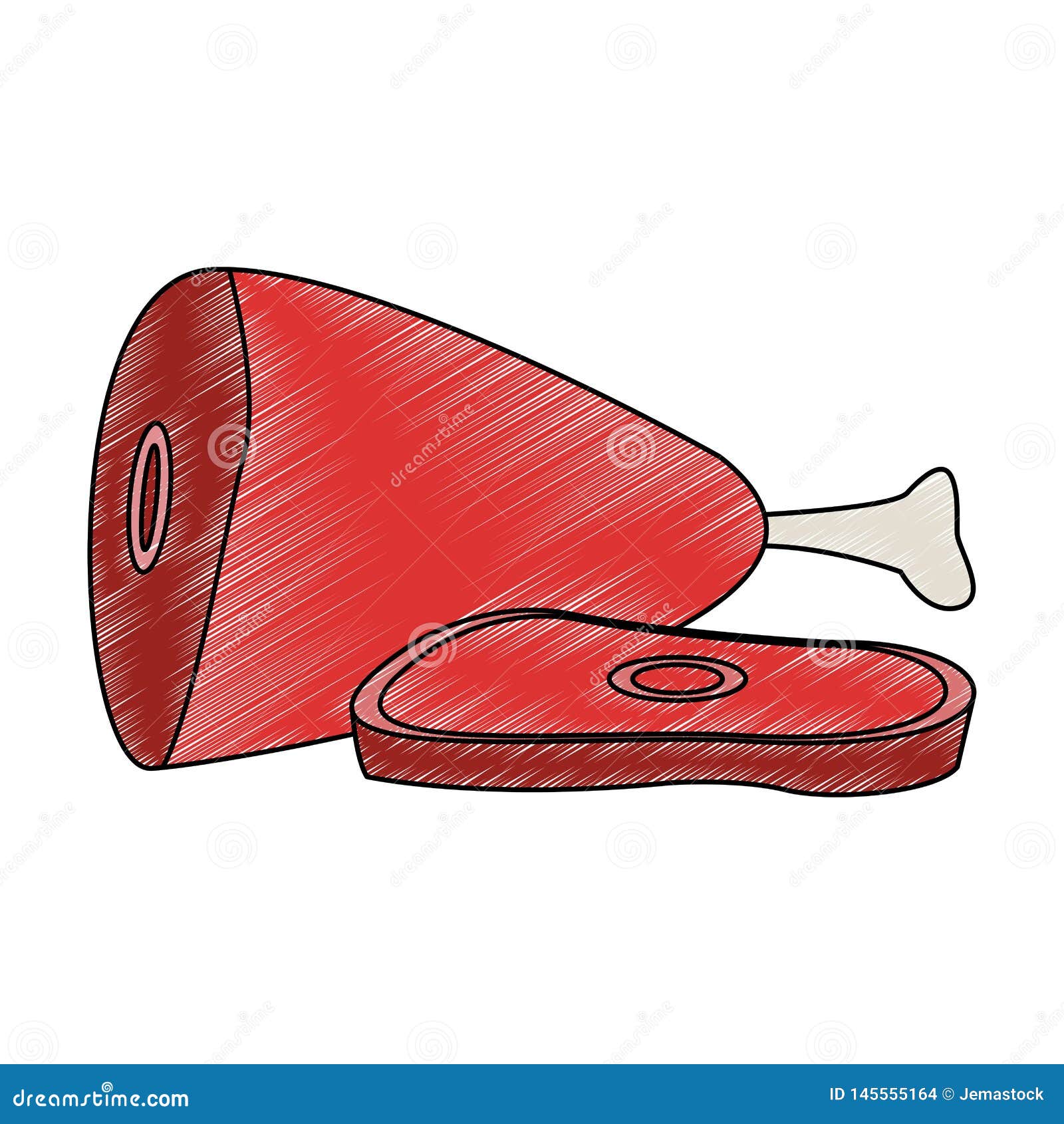 Pig ham food scribble stock vector. Illustration of scribble - 145555164