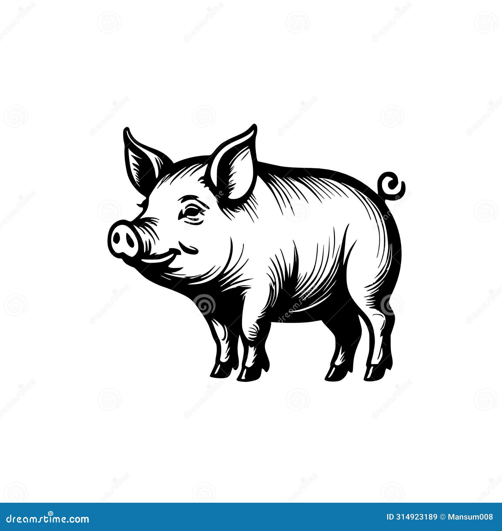 Pig. Hand Drawn Illustration Stock Illustration - Illustration of ...
