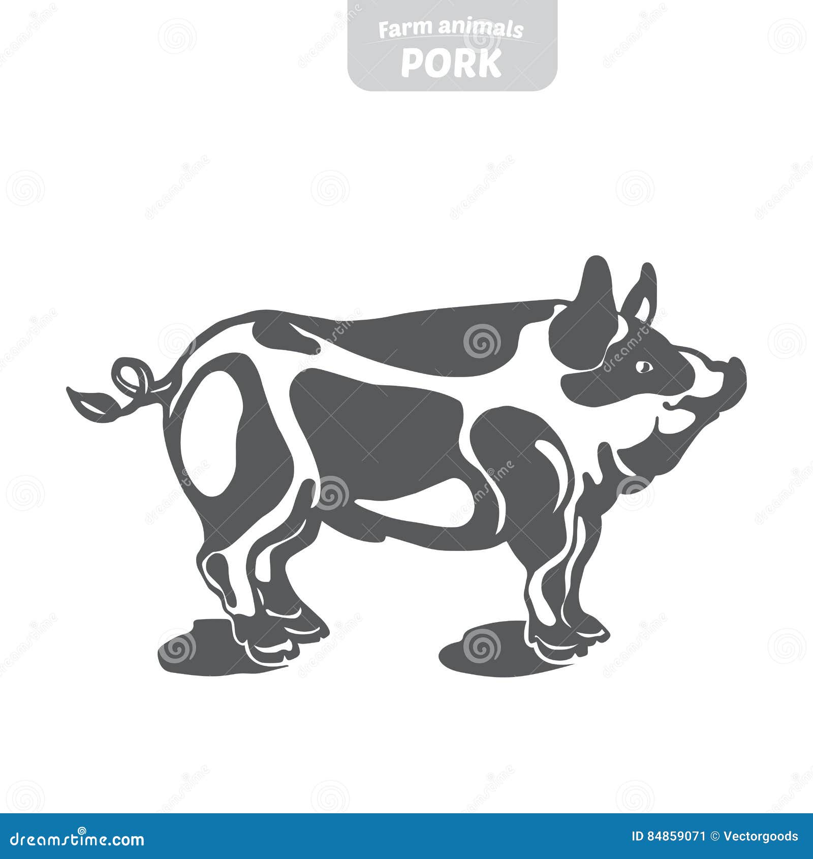Pig Hand-drawn Vector Illustration. Stock Vector - Illustration of ...
