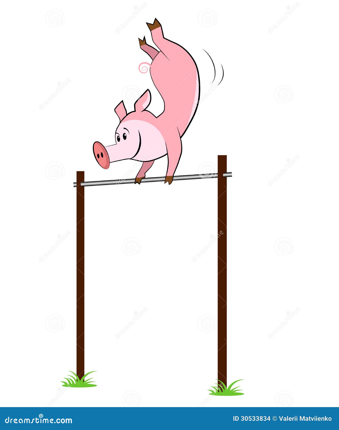 Pig Hangs on a Horizontal Bar Stock Vector - Illustration of animal ...