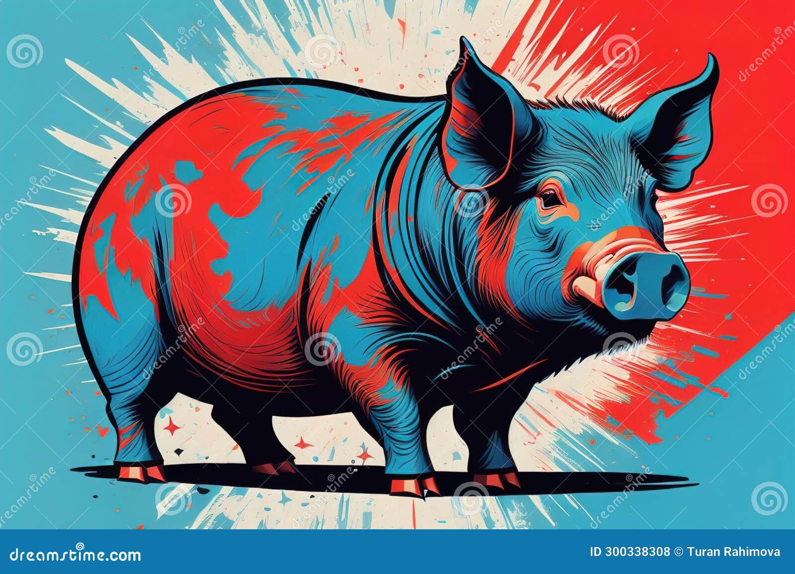 Pig Head. Colorful Vector Illustration. Isolated on a Solid Color ...