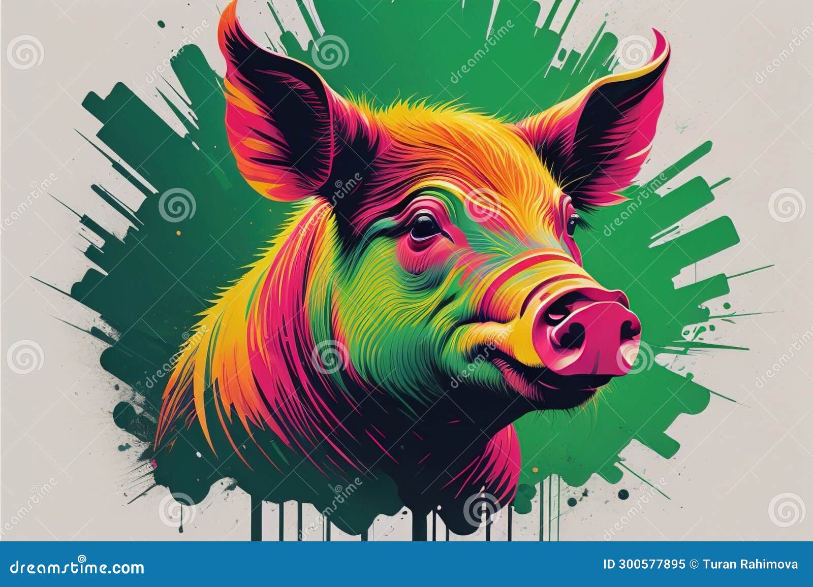 Pig Head. Colorful Vector Illustration. Isolated on a Solid Color ...