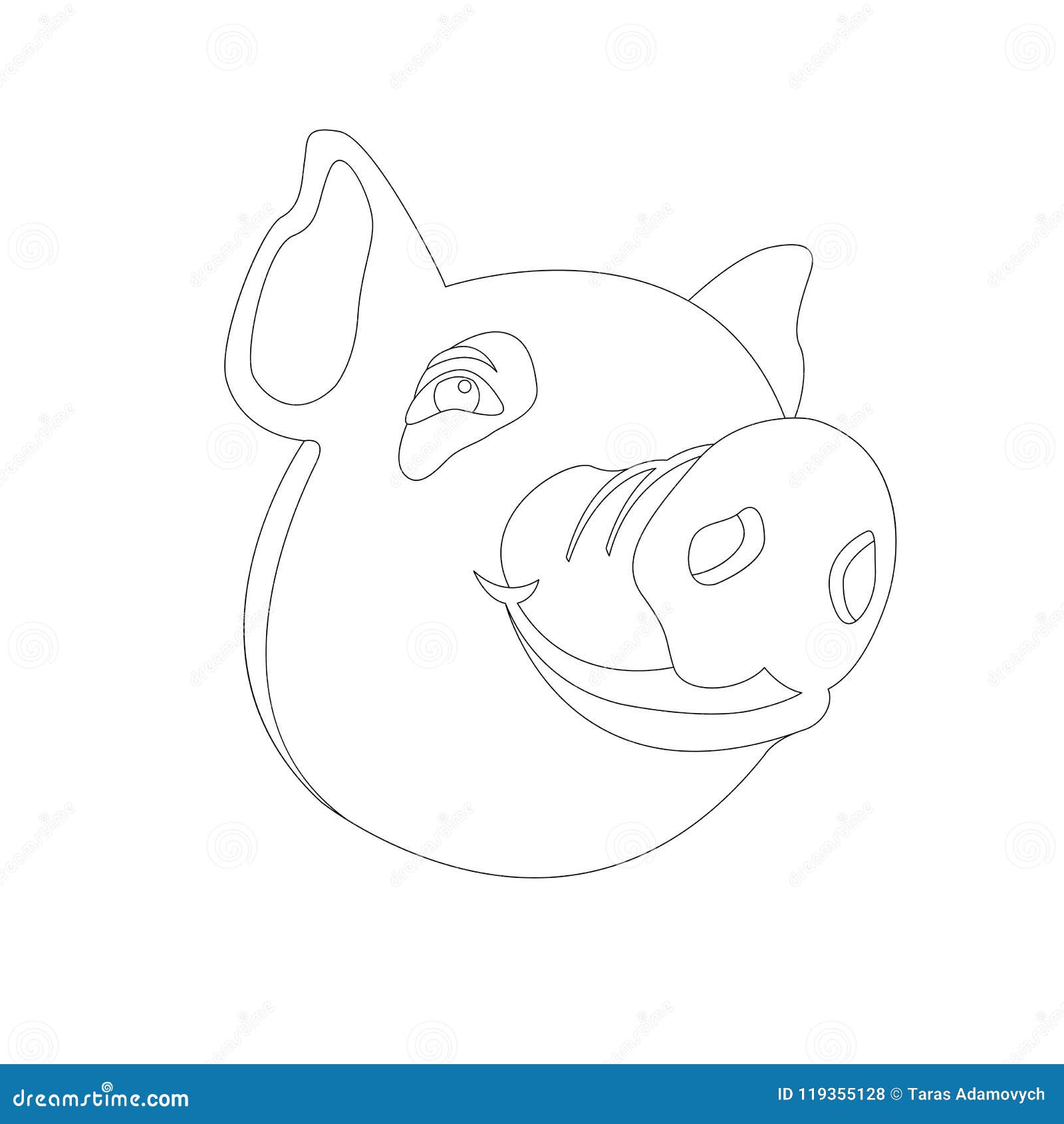 Pig Head Line Drawing