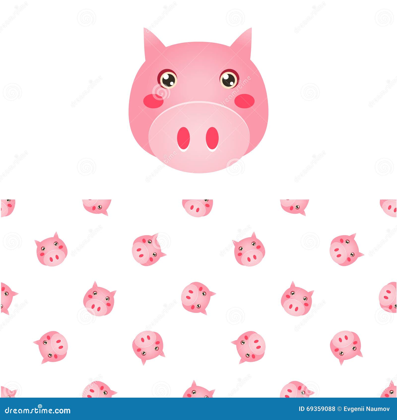 Pig Head Icon and Pattern stock vector. Illustration of farm - 69359088