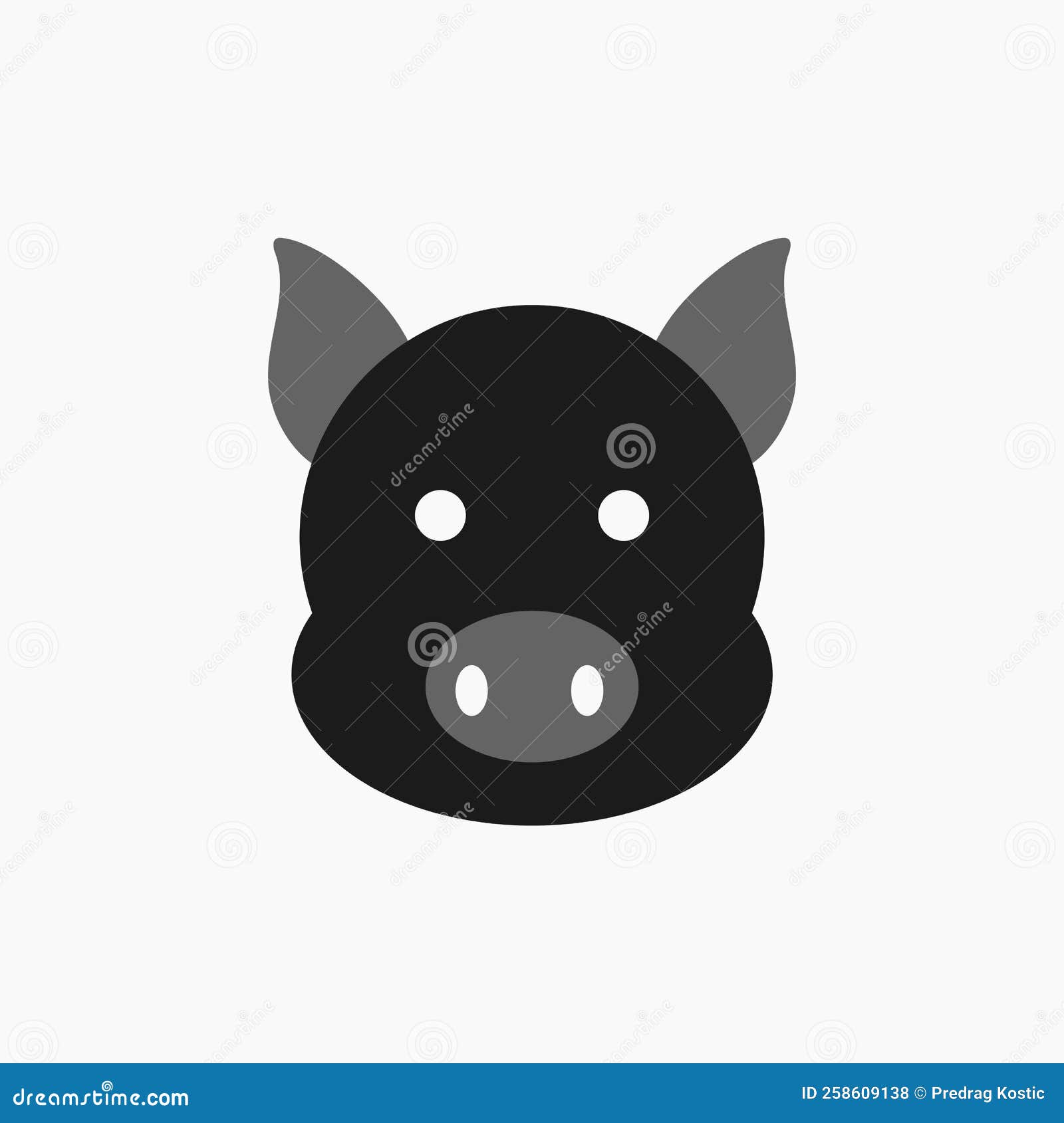 Pig head icon stock illustration. Illustration of icon - 258609138