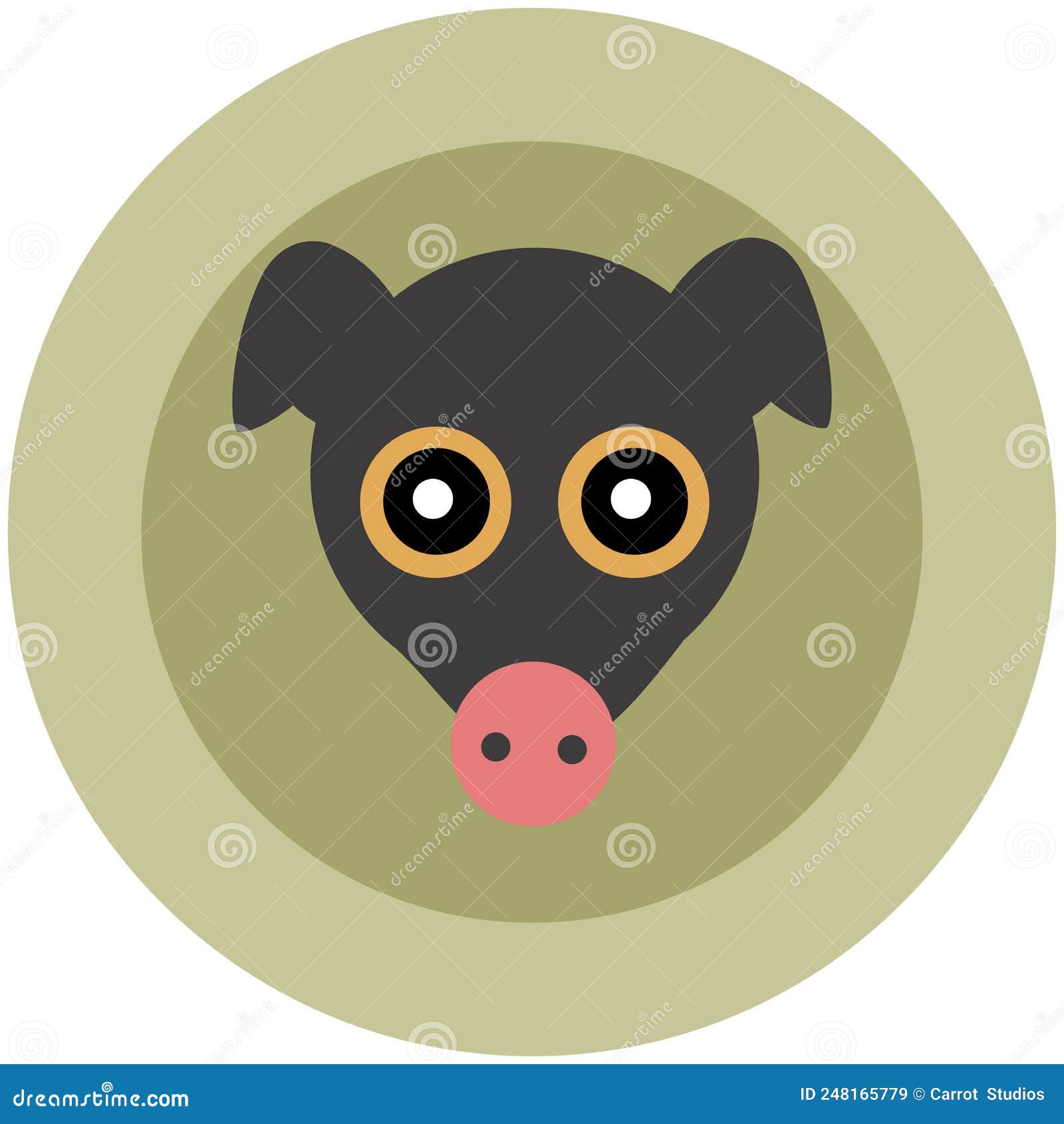 Pig Head Icon stock vector. Illustration of yellow, drawing - 248165779