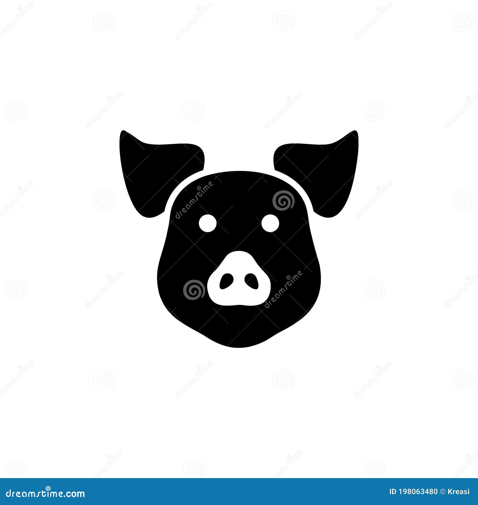 Pig Head Icon Vector Illustration Stock Vector - Illustration of icon ...
