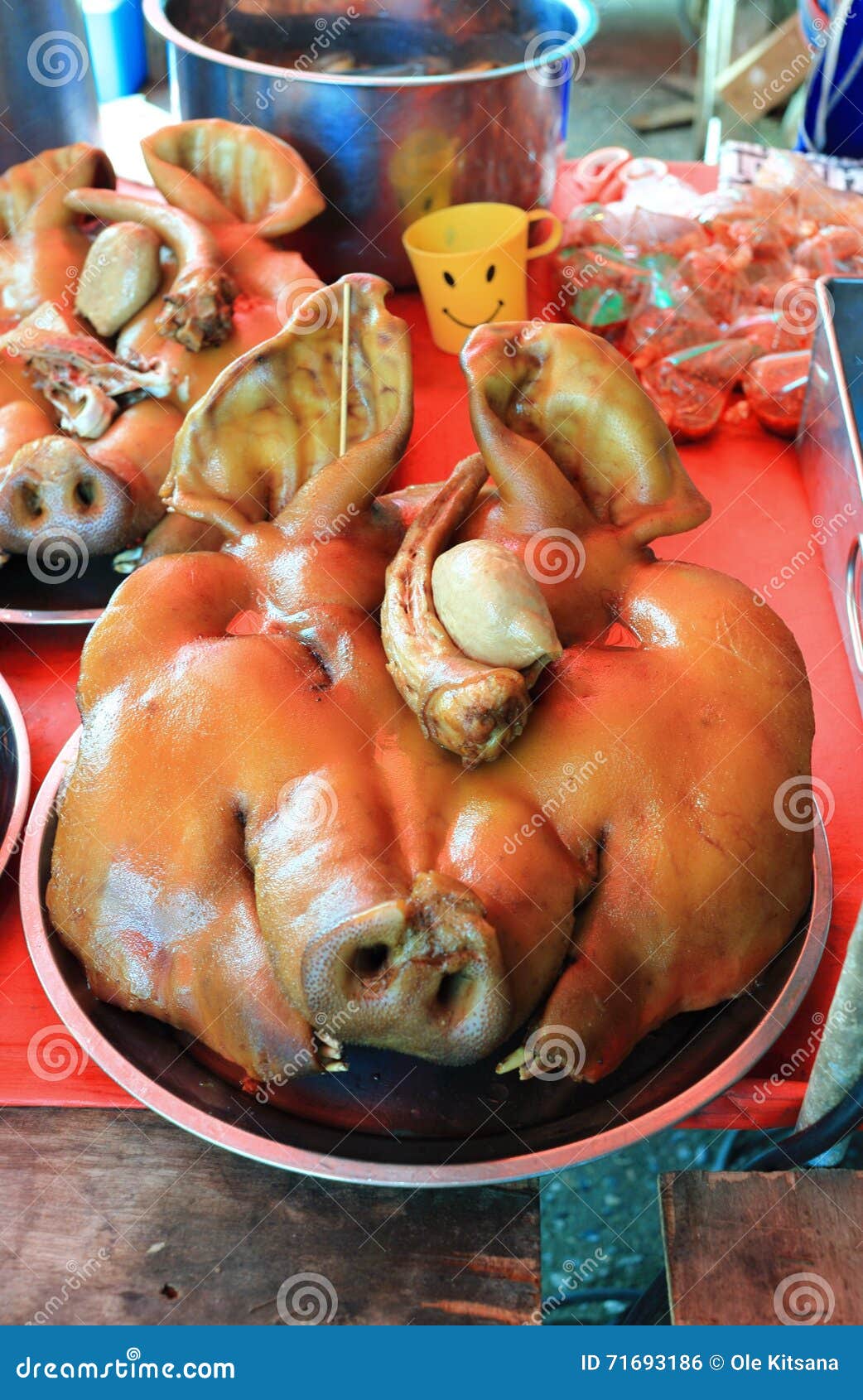Pig head stock photo. Image of native, market, food, thailand - 71693186