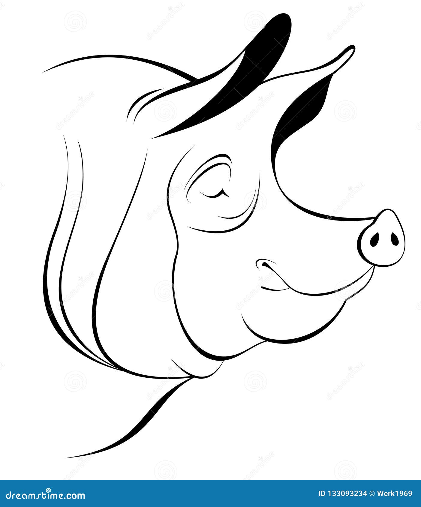 Pig Head Line Art Illustration Stock Vector - Illustration of grunt ...