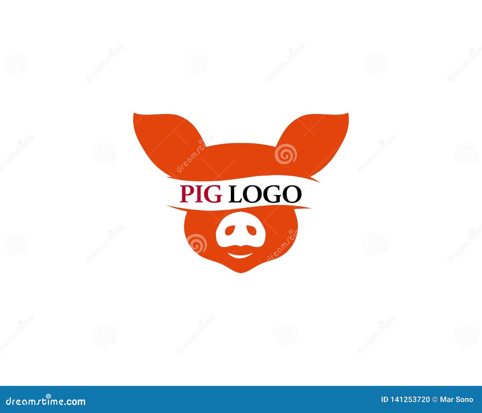 Pig head logo animal stock vector. Illustration of drawn - 141253720