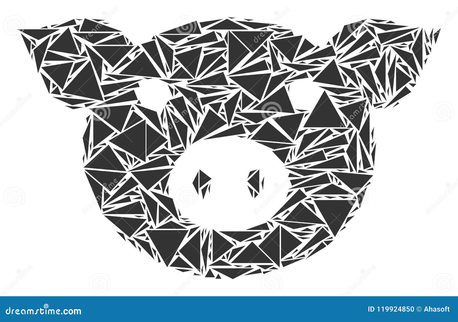 Pig Head Collage of Triangles Stock Vector - Illustration of graphic ...
