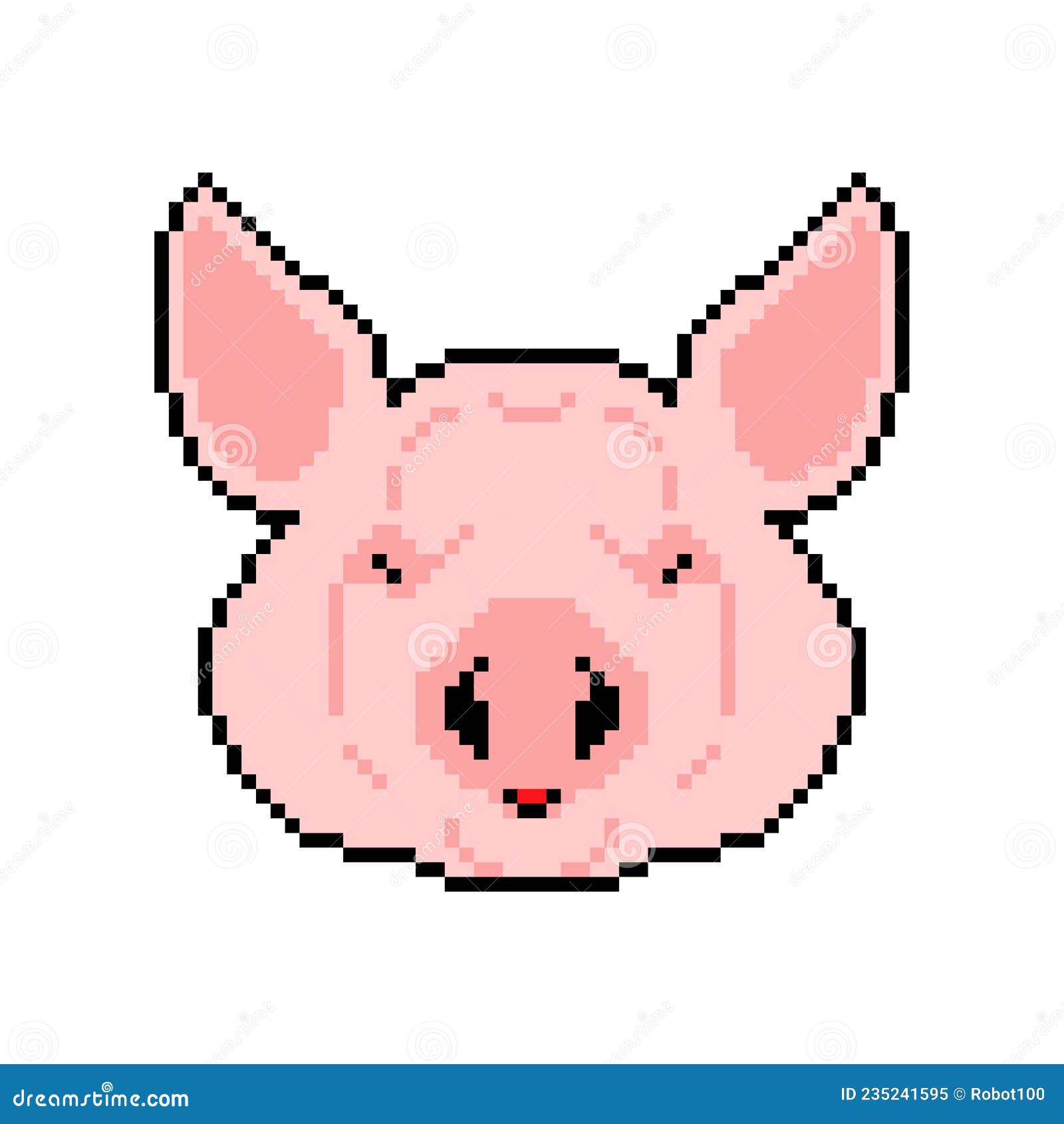 Pig Head Pixel Art. Pixelated Piggy Stock Vector - Illustration of food ...