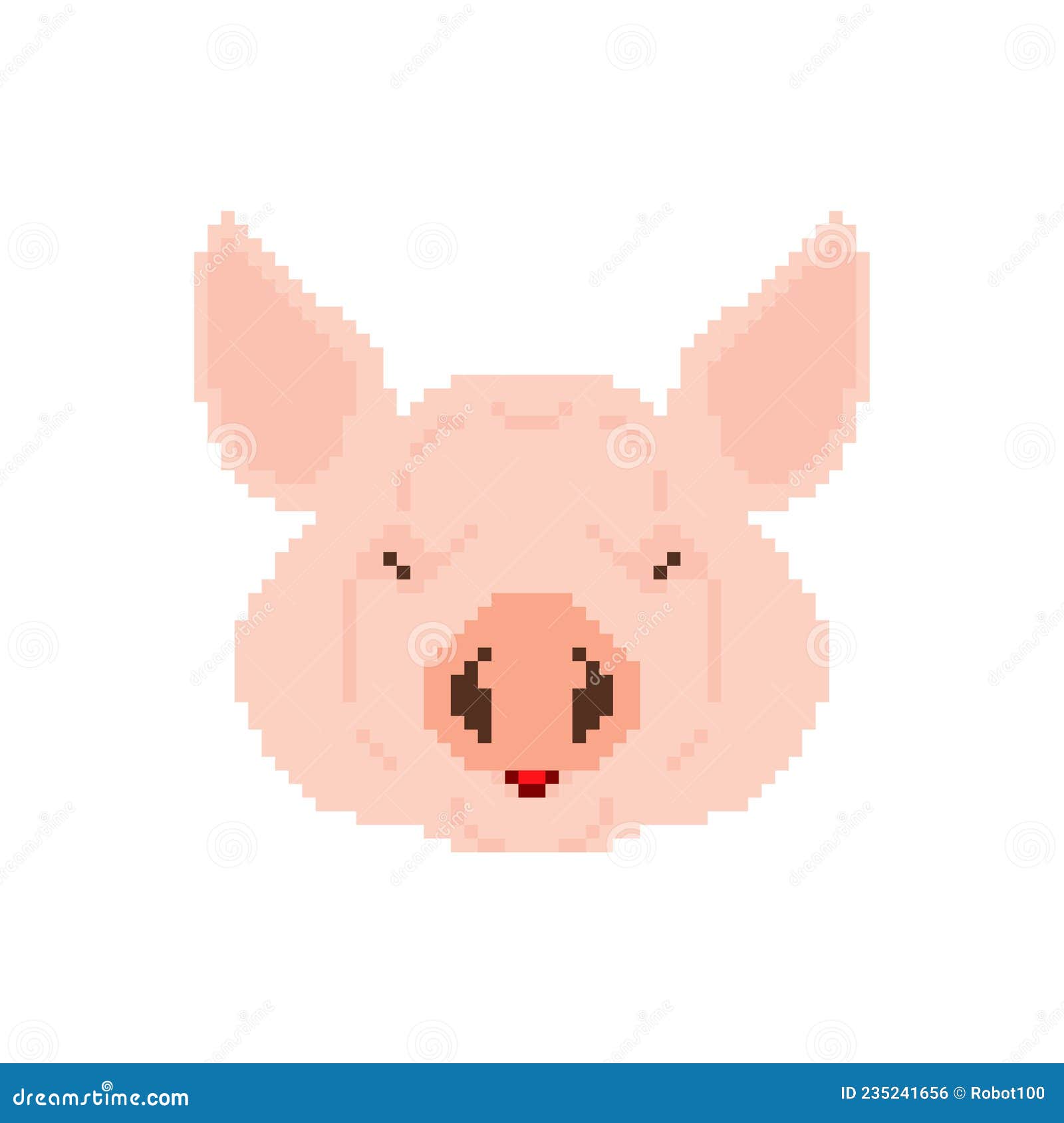 Pig Head Pixel Art. Pixelated Piggy Stock Vector - Illustration of head ...