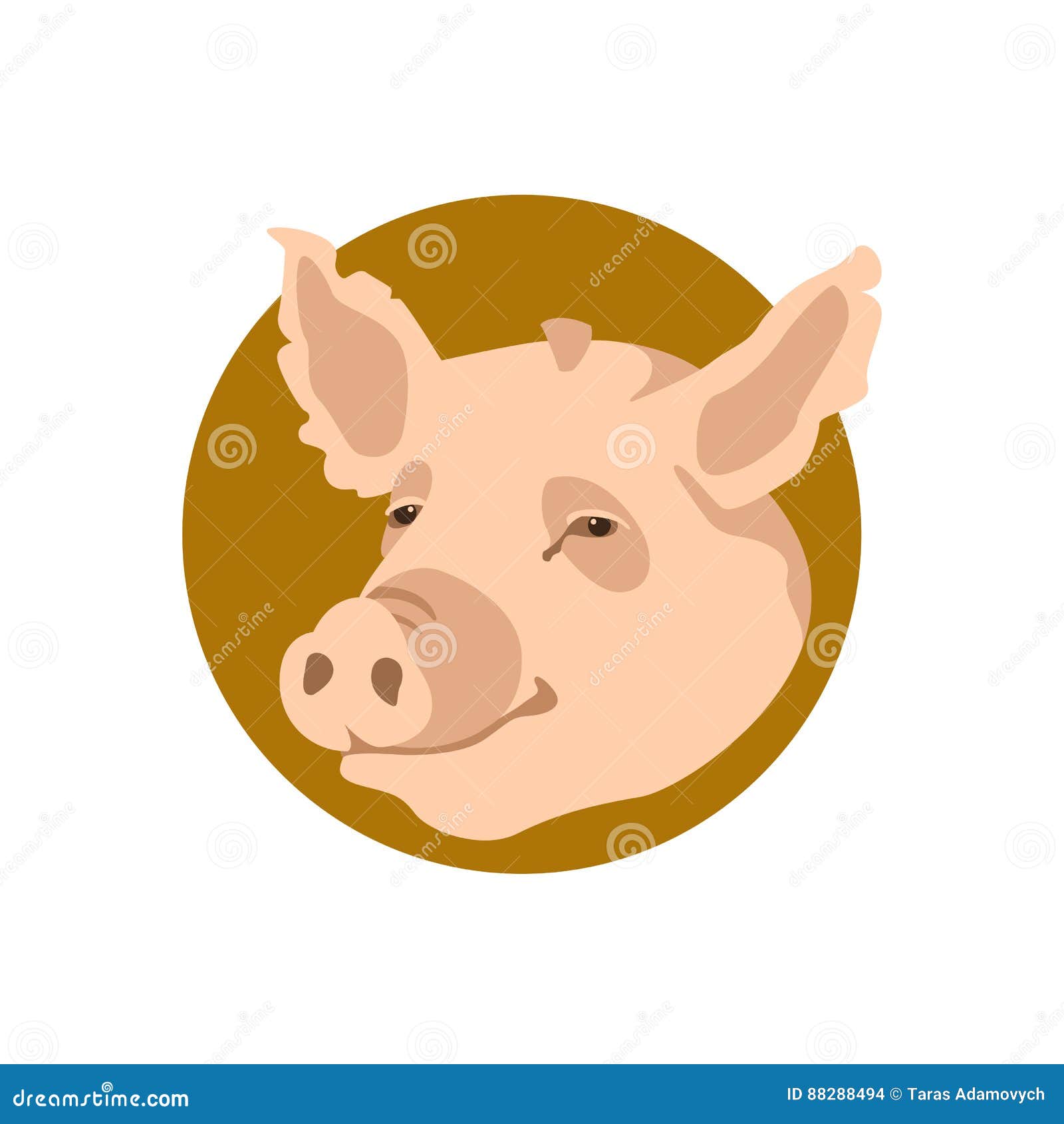 Pig Head Vector Illustration Flat Stock Vector - Illustration of nature ...