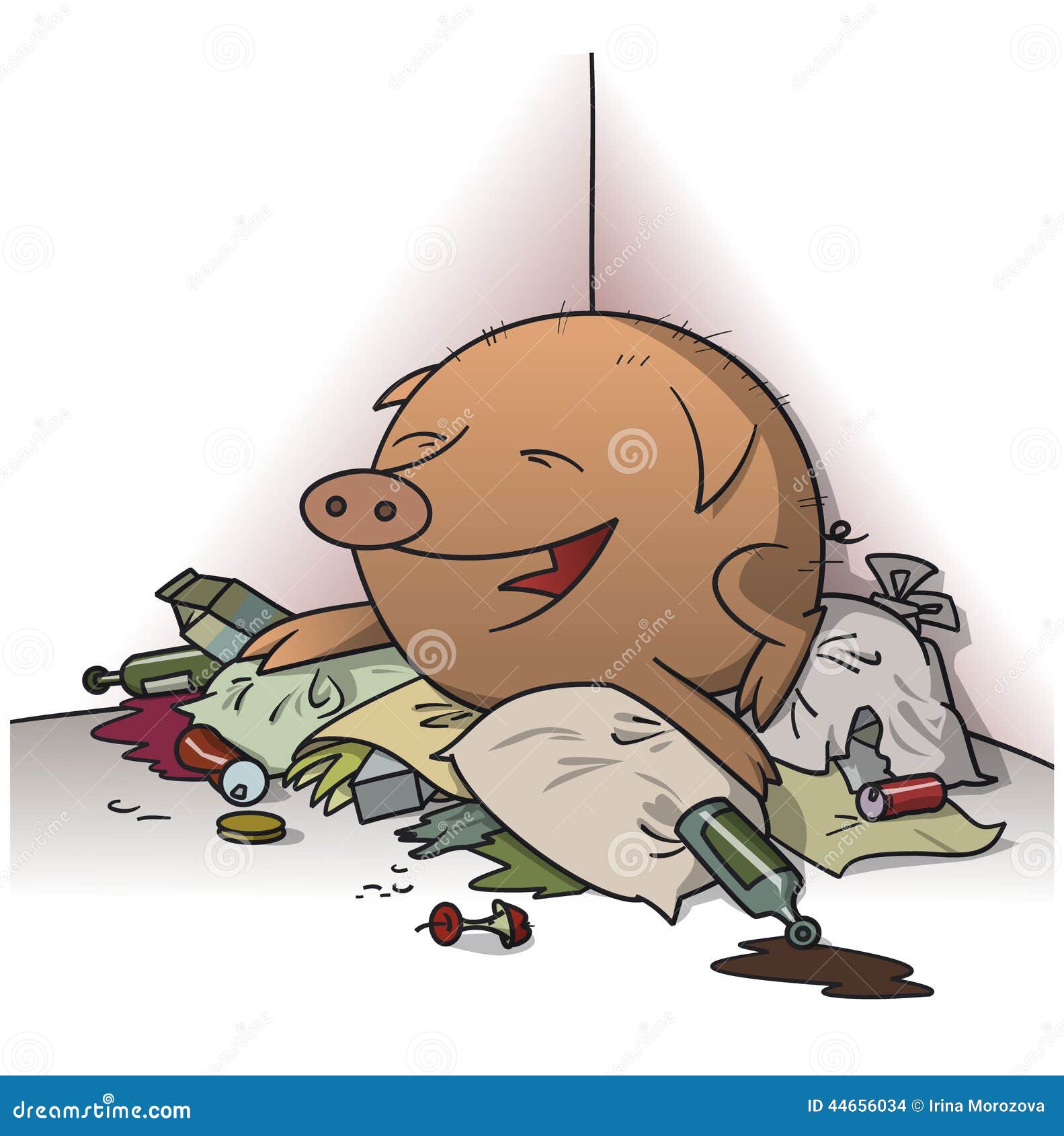 Pig on a heap of garbage stock vector. Illustration of composting ...