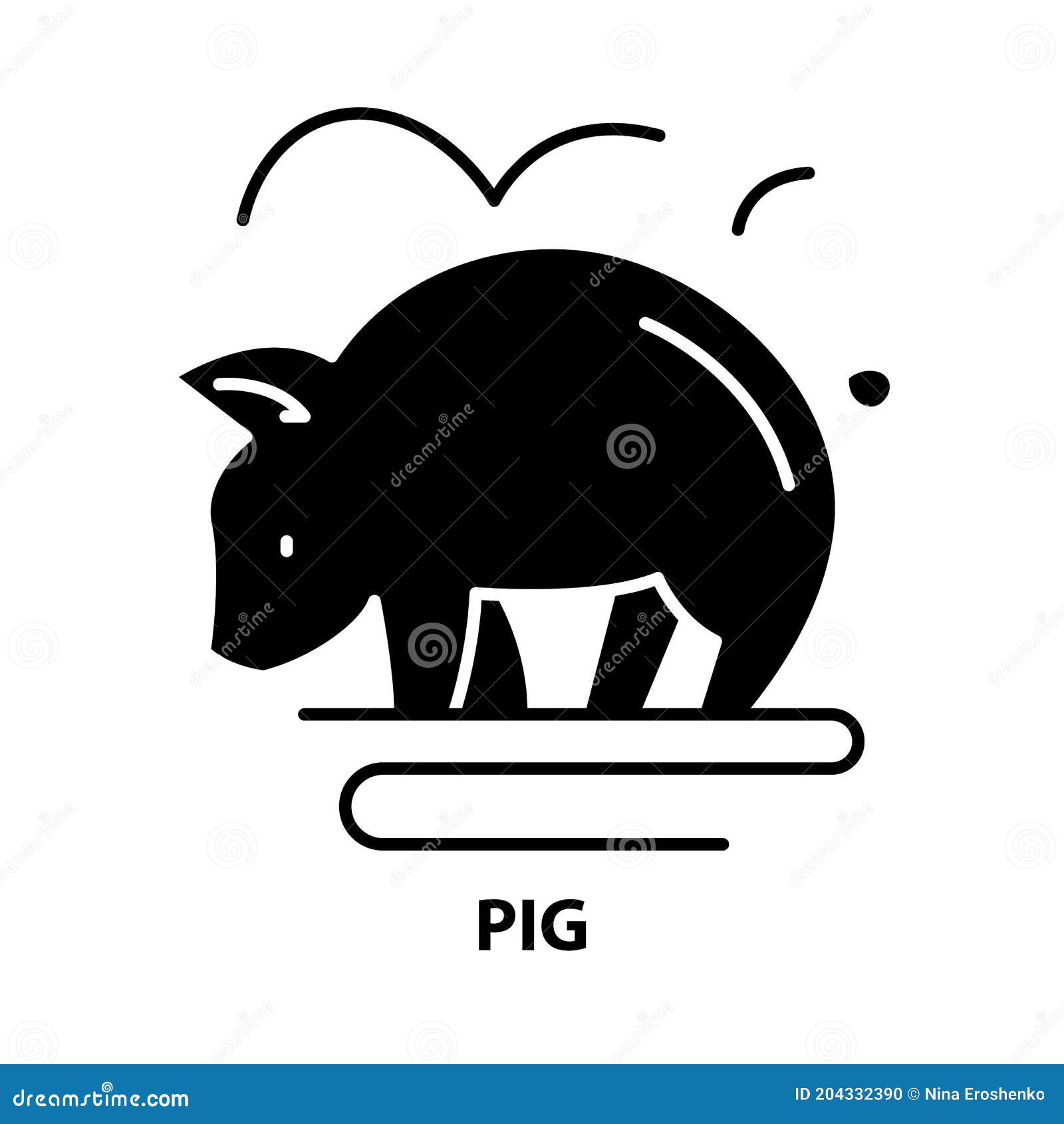 Pig Icon, Black Vector Sign with Editable Strokes, Concept Illustration ...