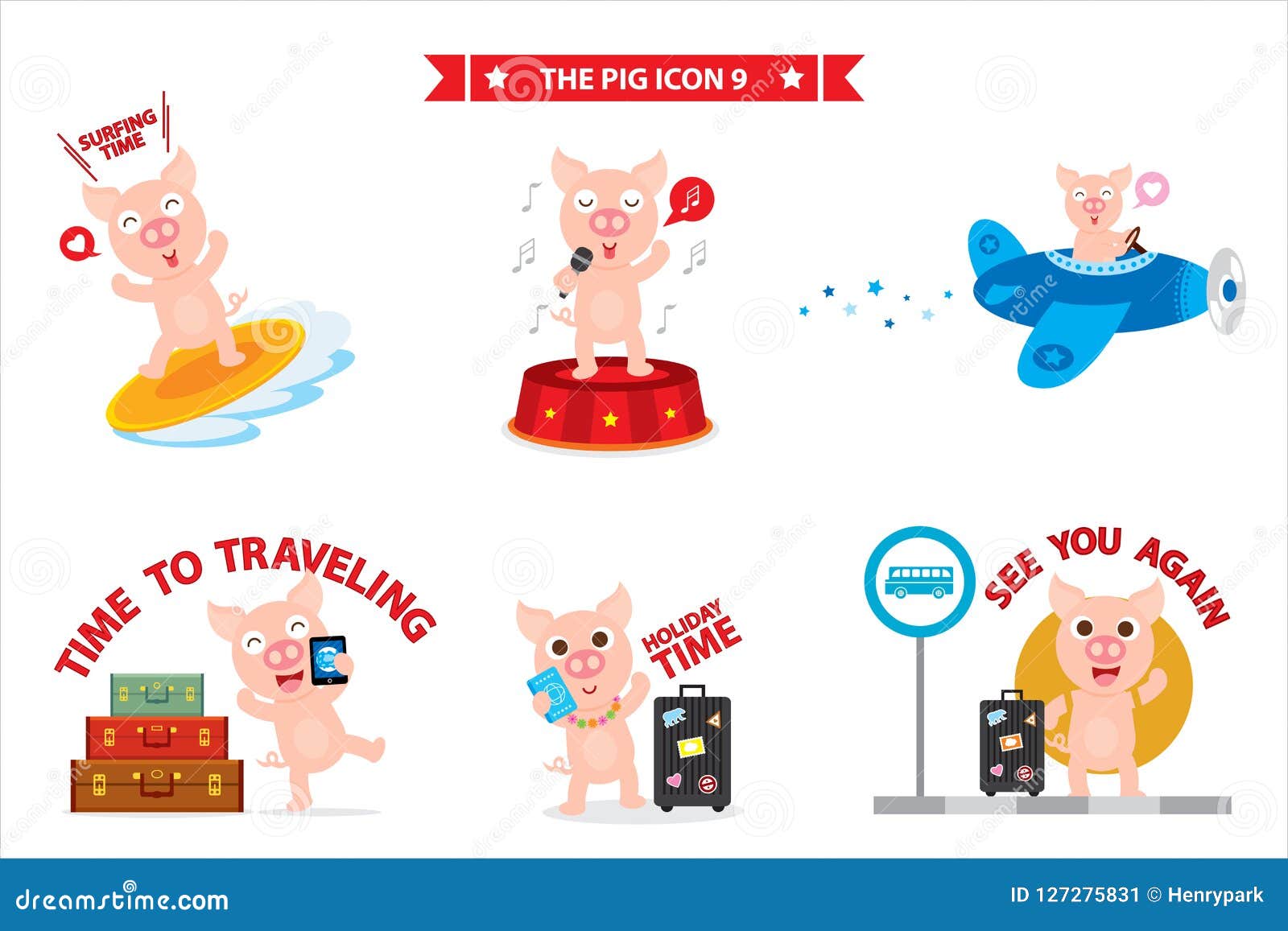 Pig icon character stock vector. Illustration of plane - 127275831