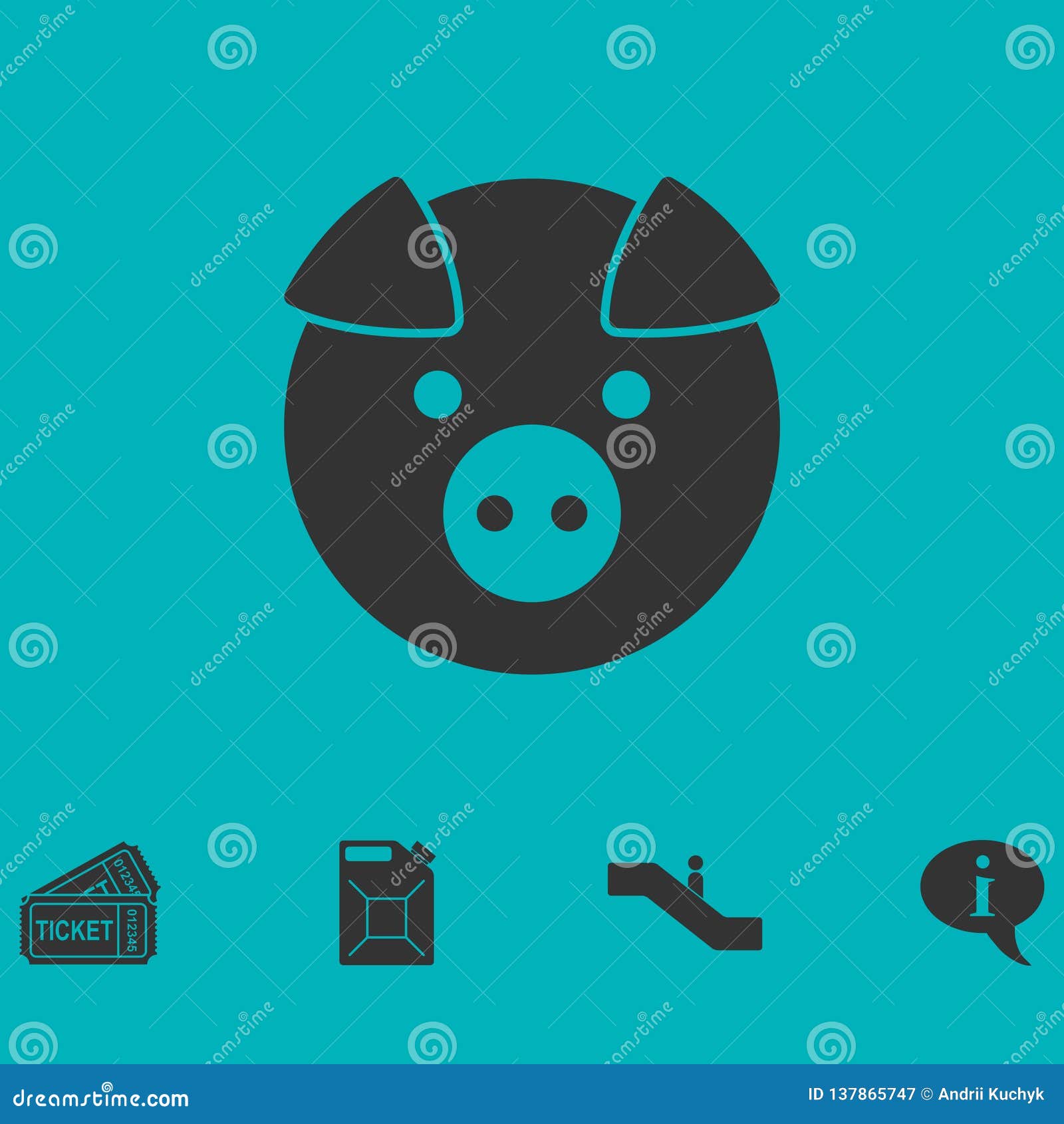Pig icon flat stock vector. Illustration of meat, design - 137865747