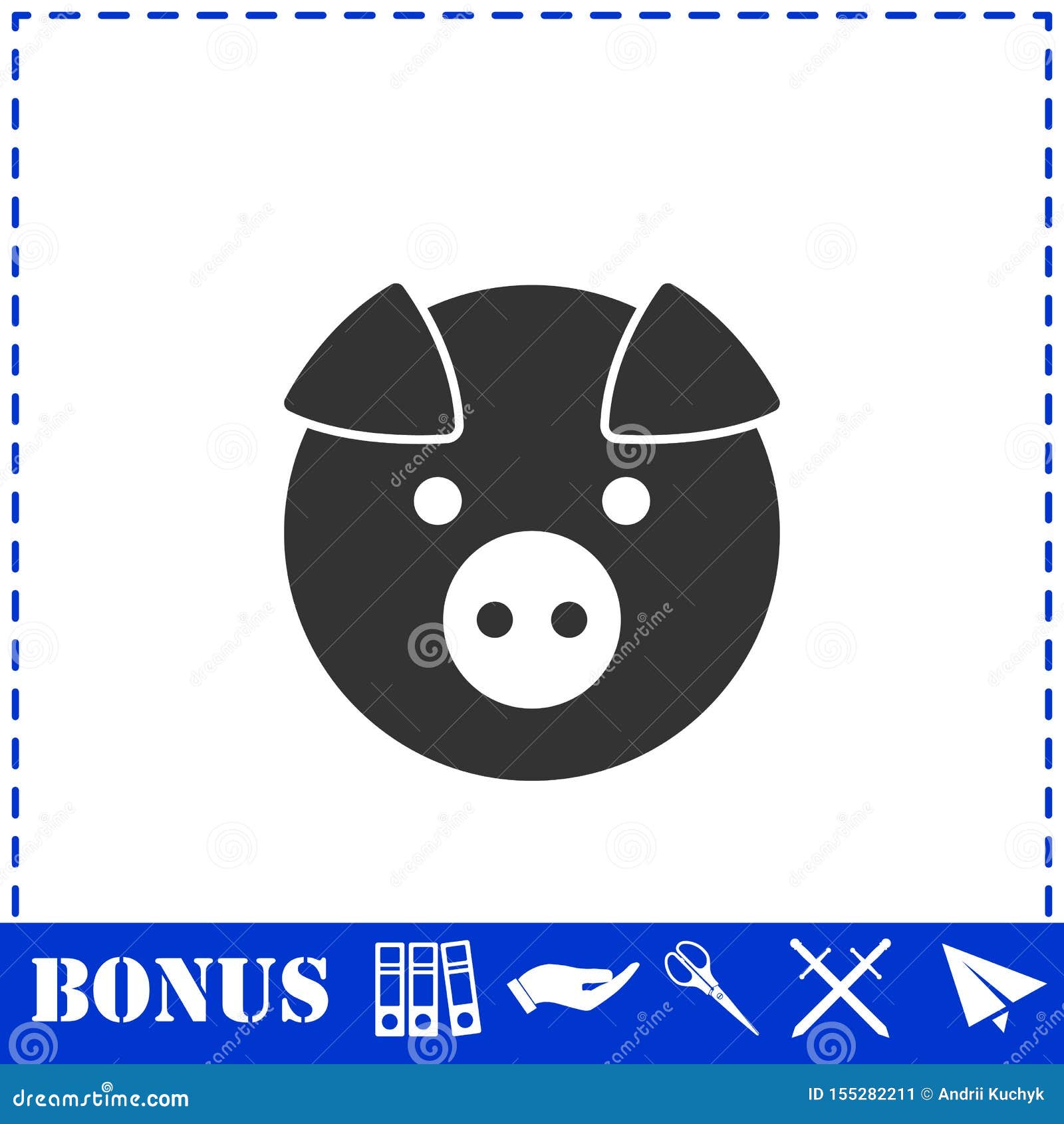 Pig icon flat stock vector. Illustration of cuts, chop - 155282211