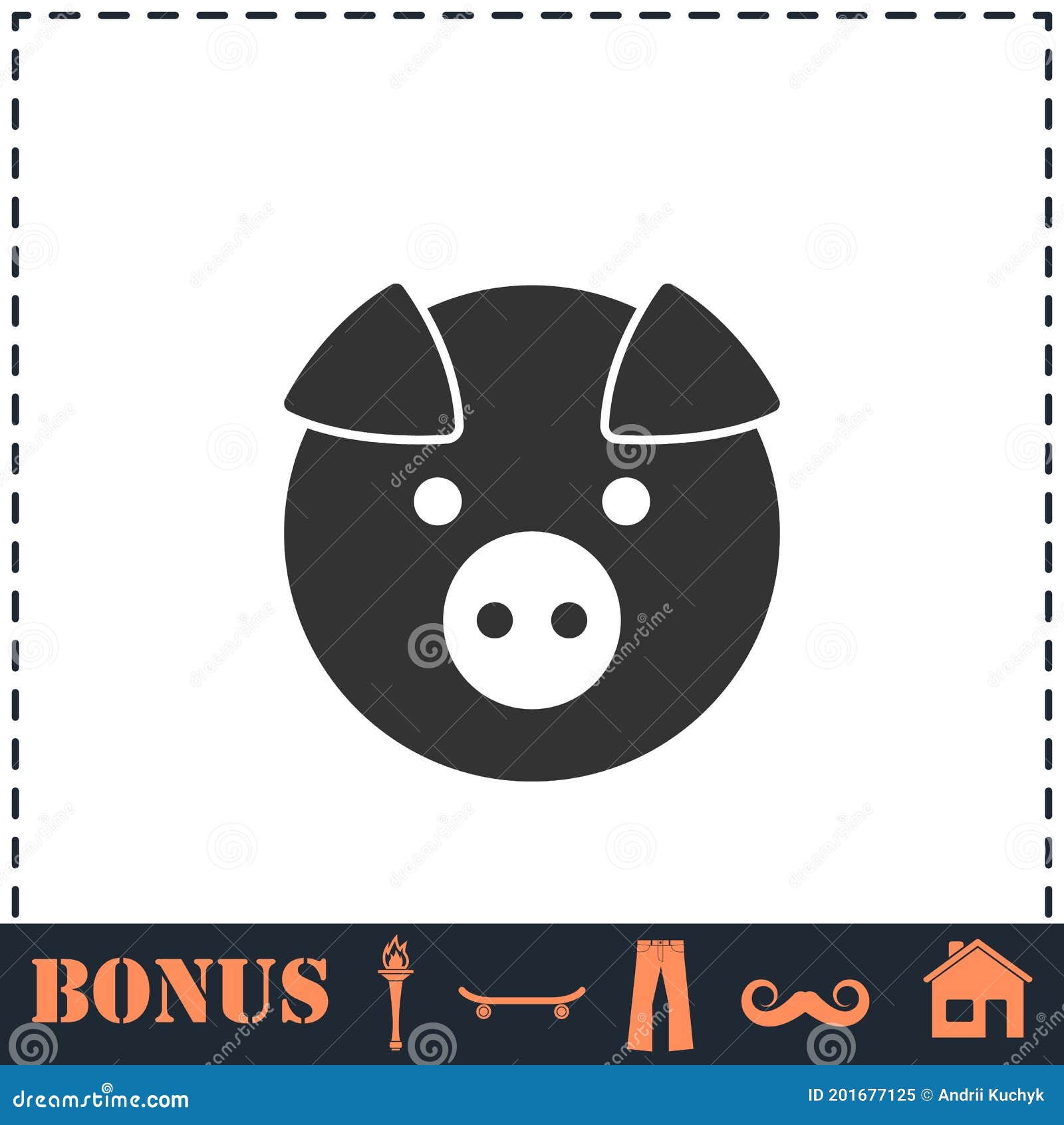 Pig icon flat stock illustration. Illustration of livestock - 201677125