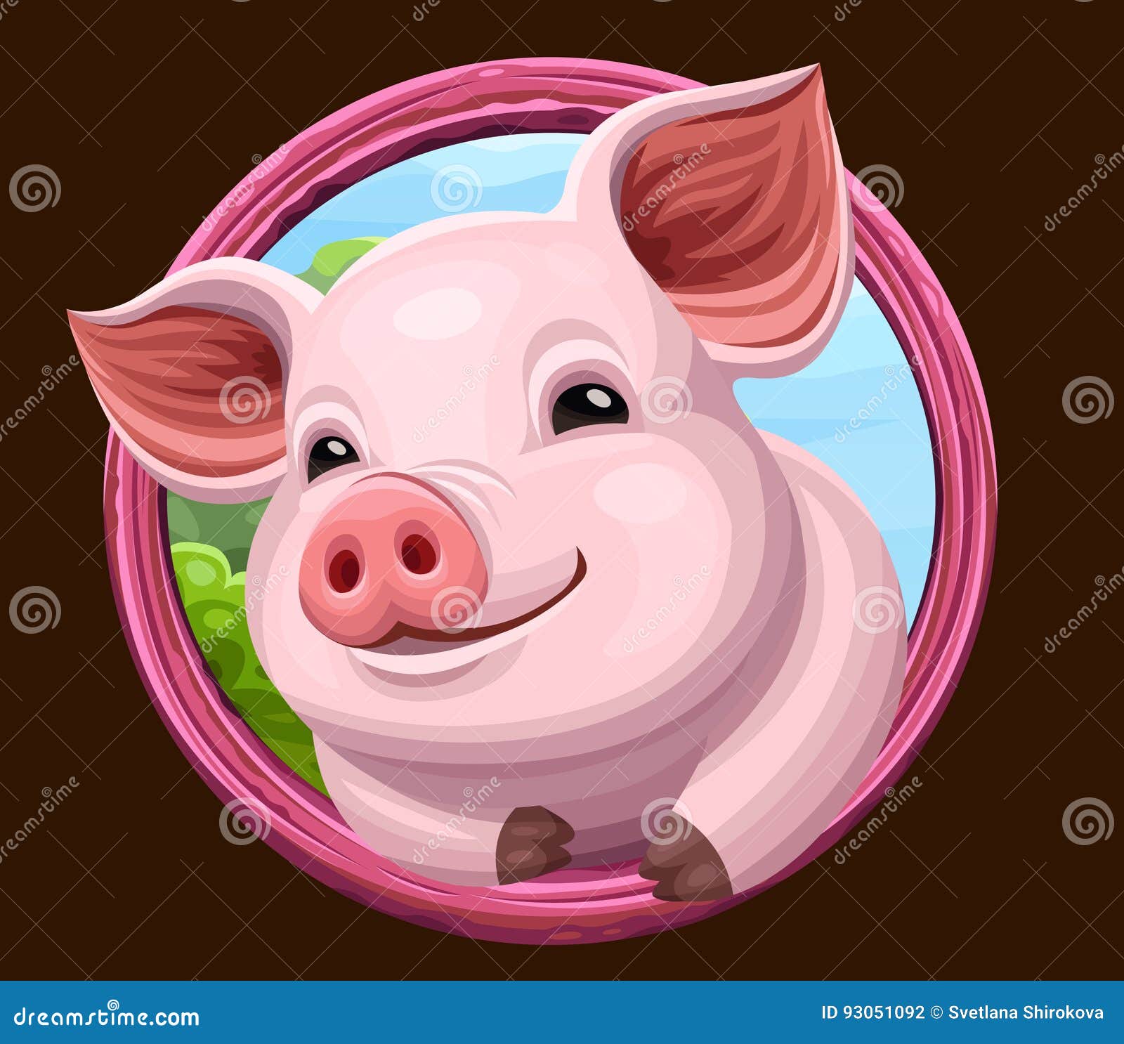 Pig Icon With Frame Vector Illustration | CartoonDealer.com #93051092