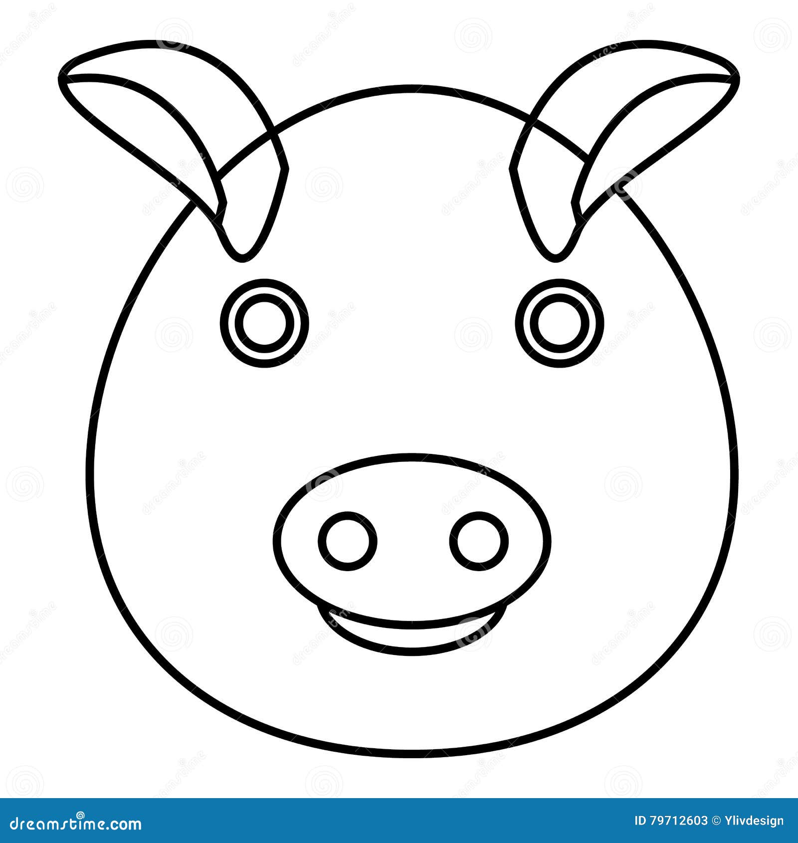 Pig Icon, Outline Style Cartoon Vector | CartoonDealer.com #79712603