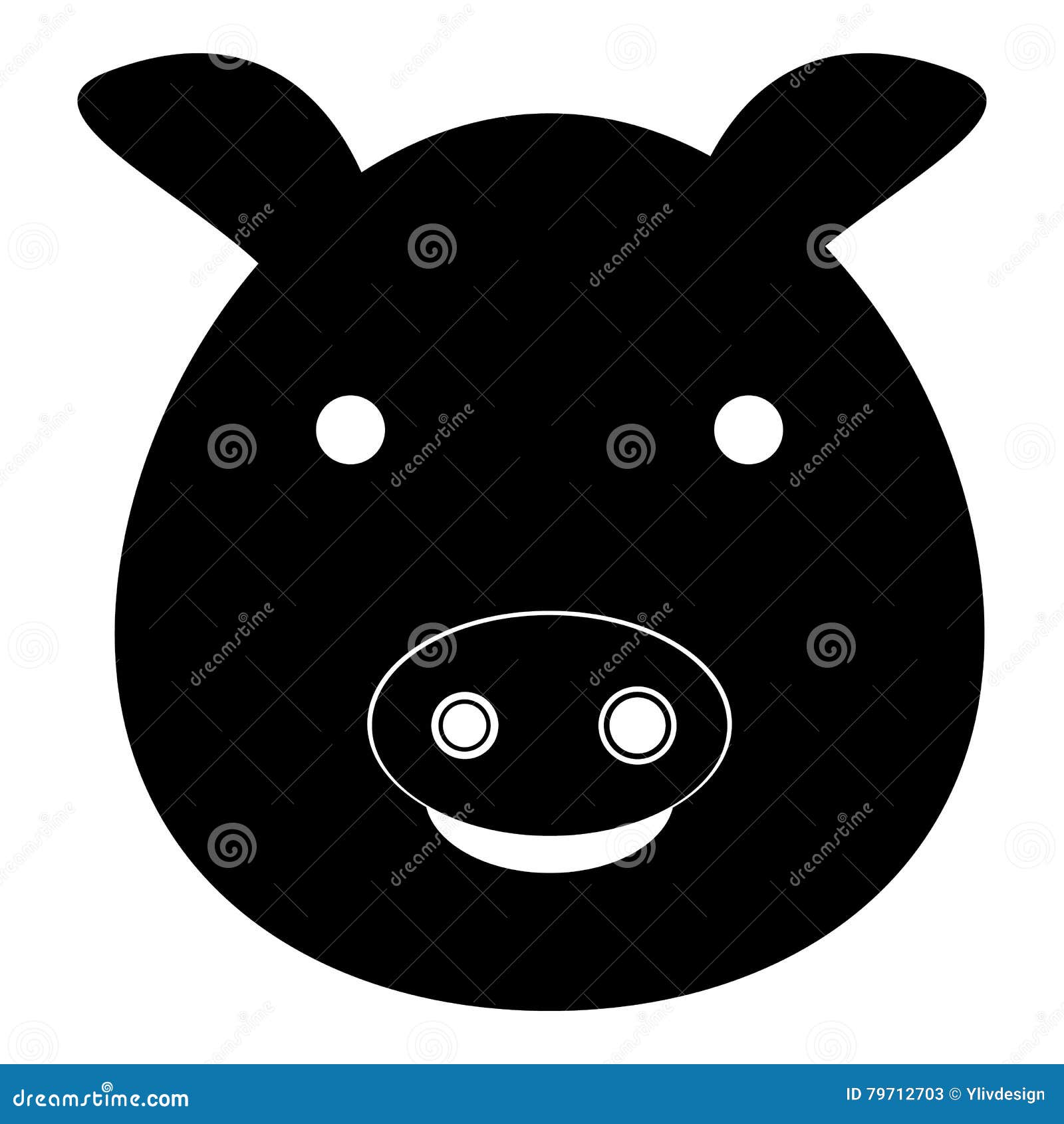Pig icon, simple style stock vector. Illustration of bacon - 79712703