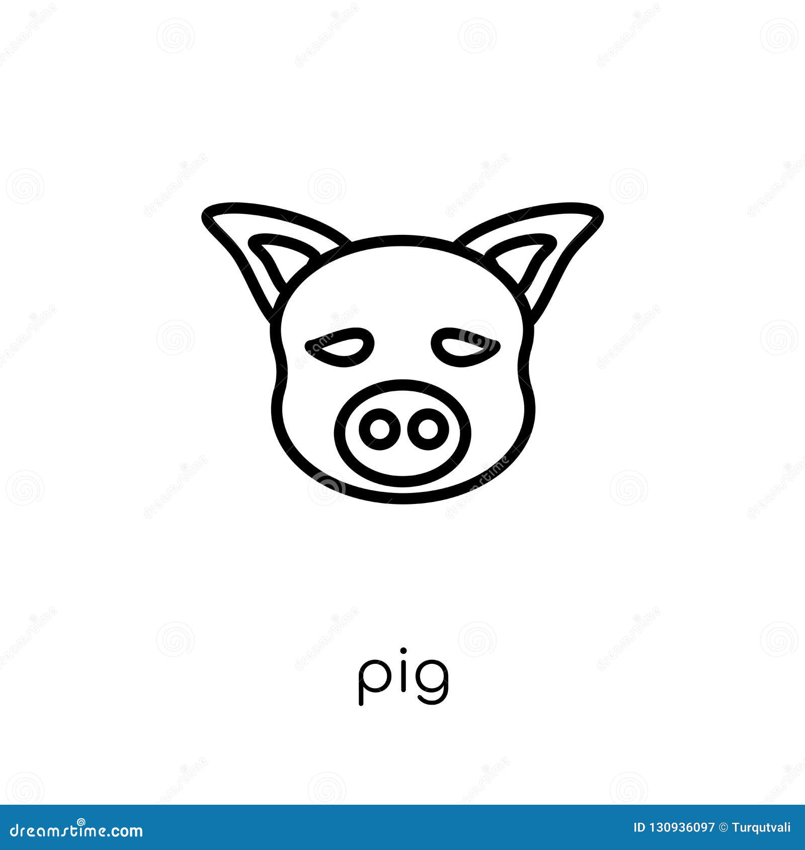 Pig Icon. Trendy Modern Flat Linear Vector Pig Icon on White Background ...