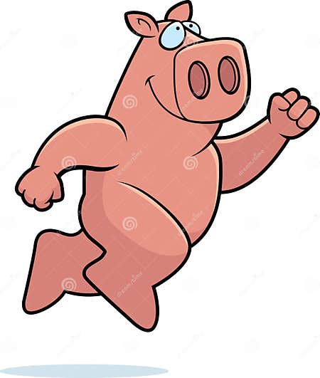 Pig Jumping stock vector. Illustration of hopping, smiling - 14165025