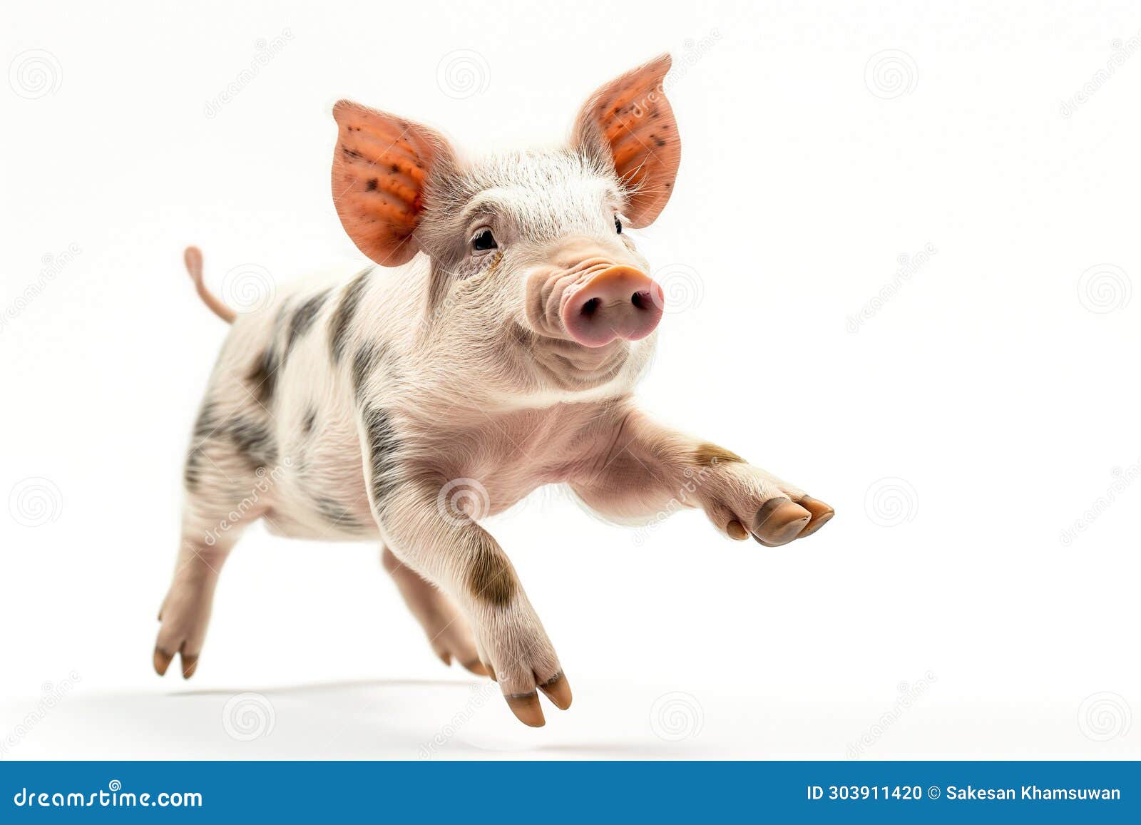 A Pig Jumping Isolate White Background Stock Illustration ...