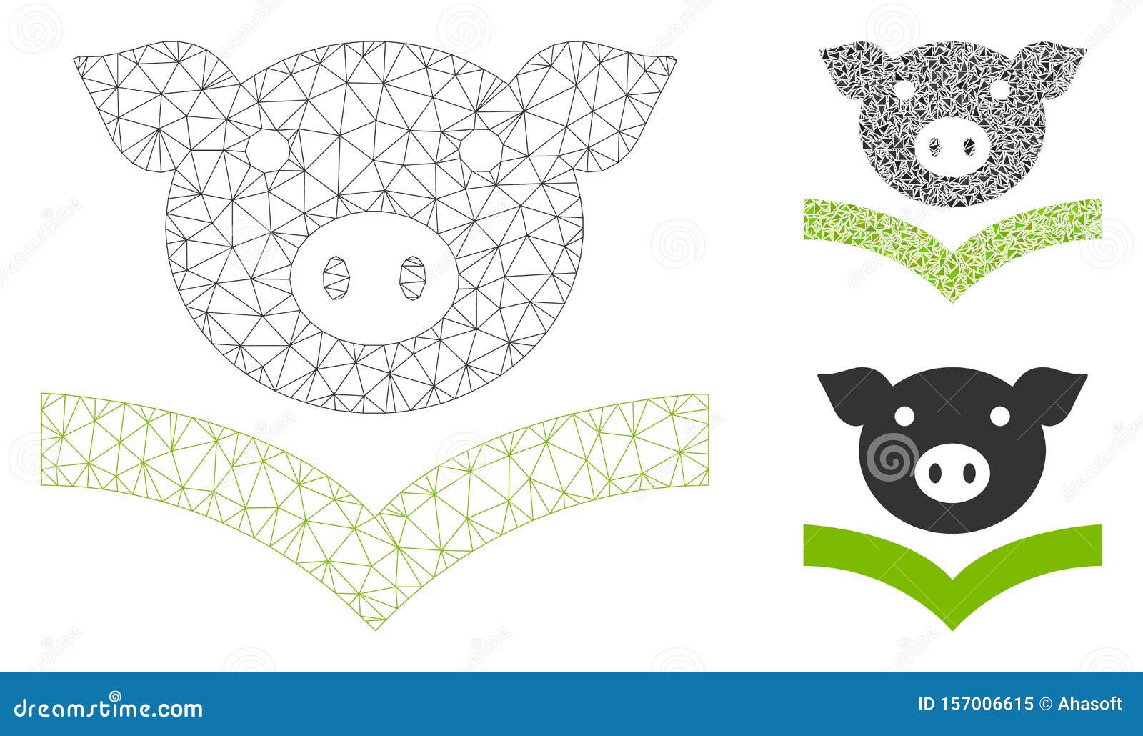 Pig Knowledge Vector Mesh Network Model and Triangle Mosaic Icon Stock ...