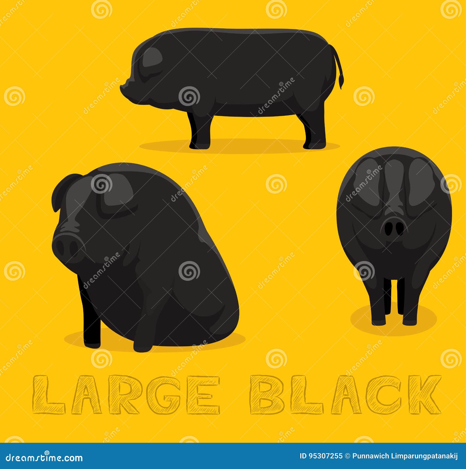 Pig Large Black Cartoon Vector Illustration Stock Vector - Illustration ...
