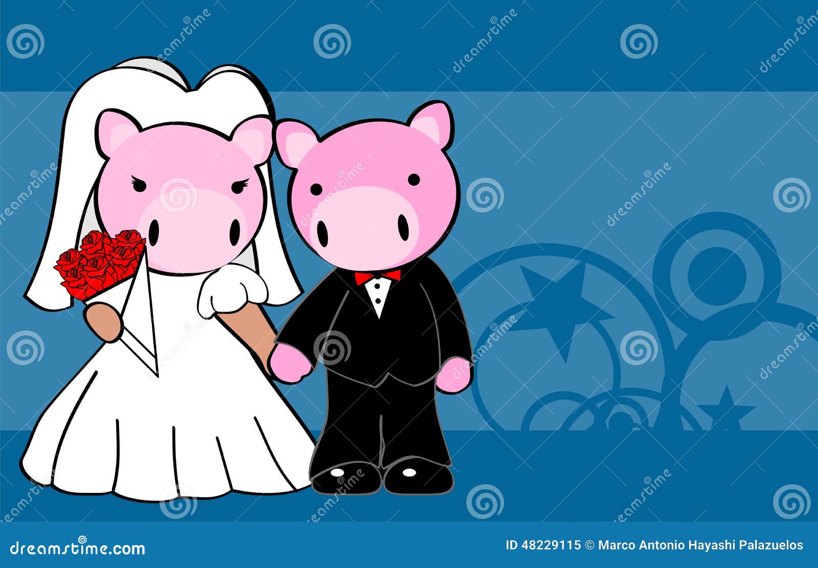 Pig Married Cartoon Background | CartoonDealer.com #48229115