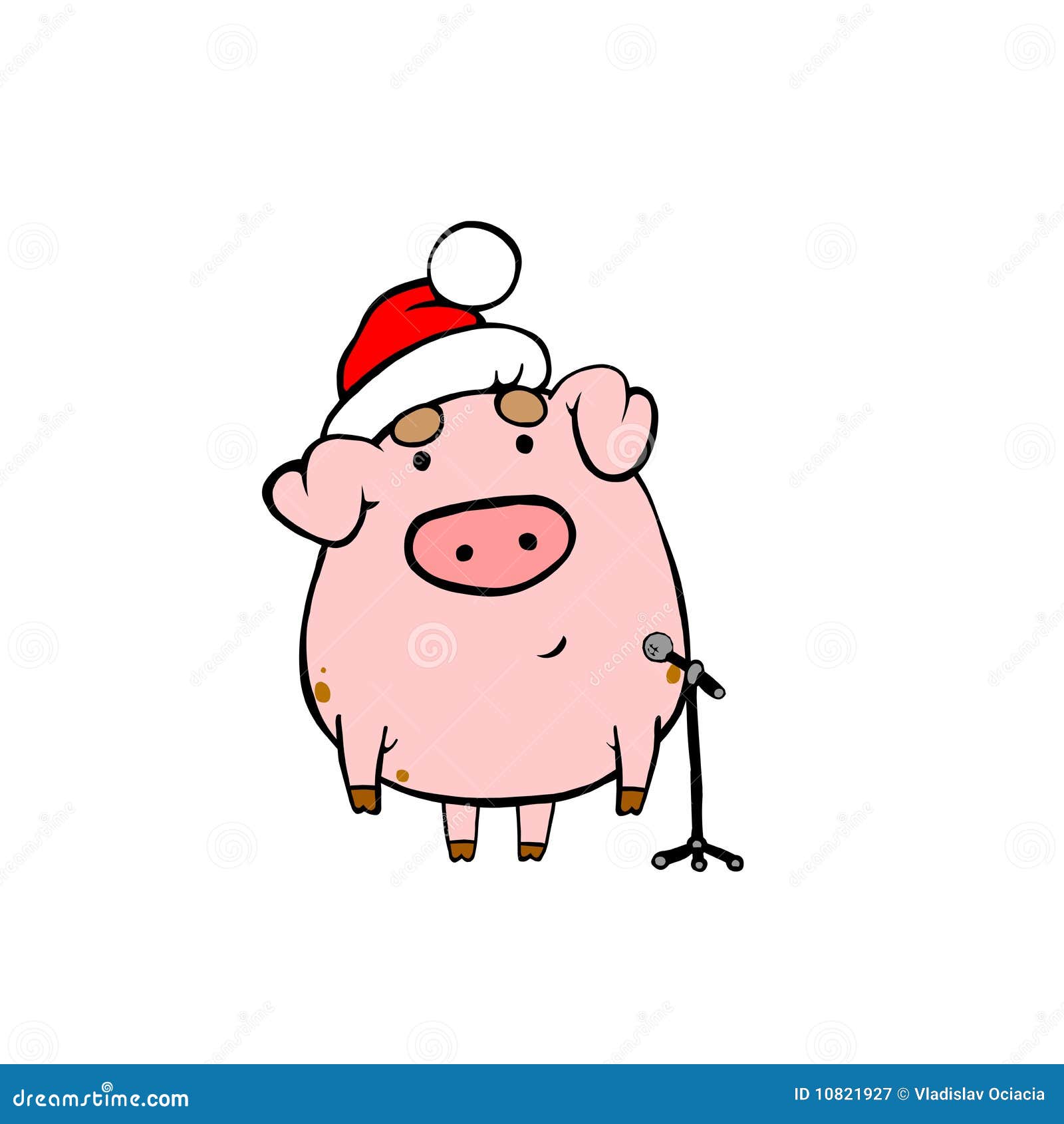 Pig at the microphone stock illustration. Illustration of celebrate ...