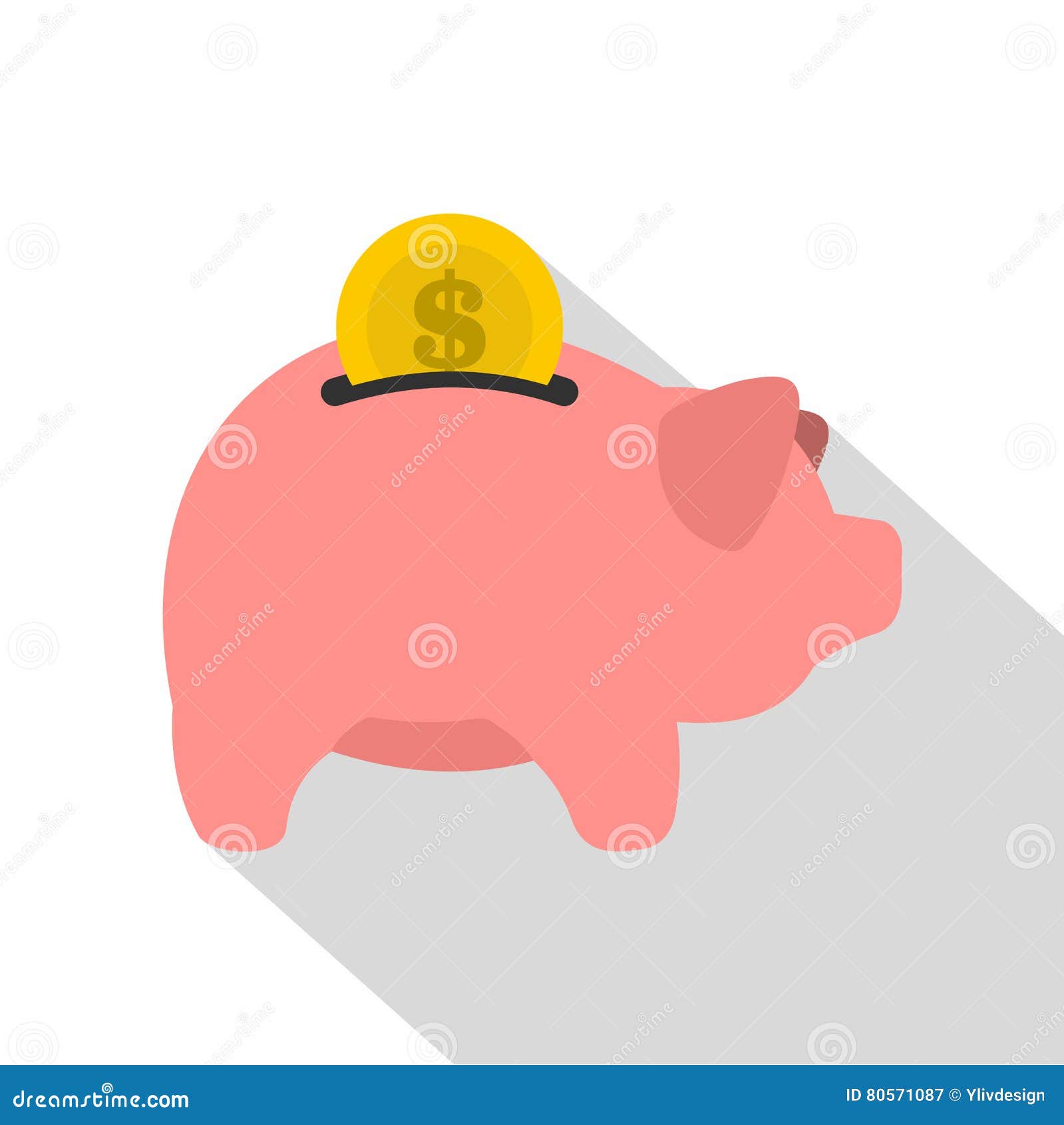 Pig Money Box Icon, Flat Style Stock Vector - Illustration of finance ...