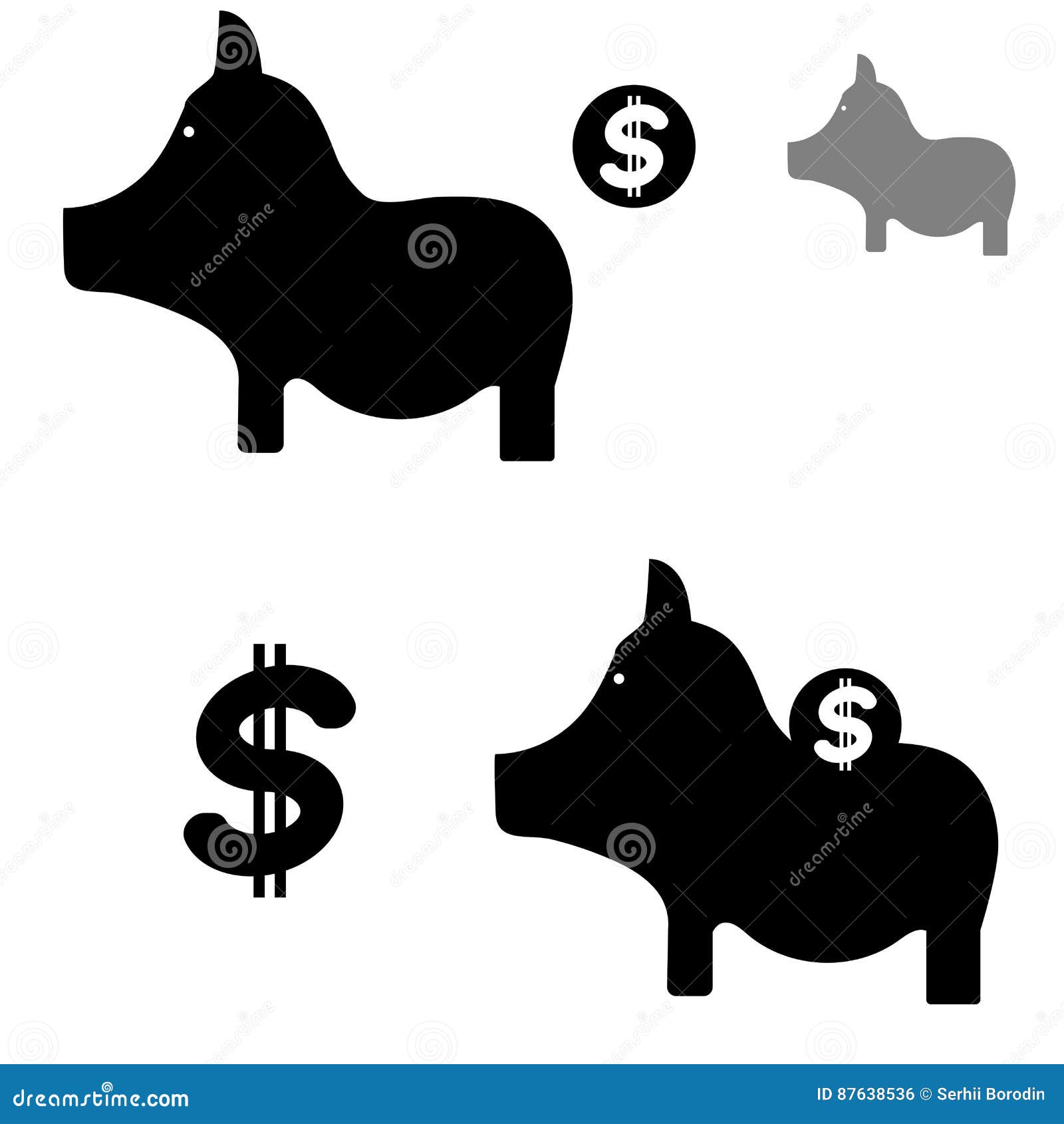 Pig and money for finance. stock vector. Illustration of investment ...