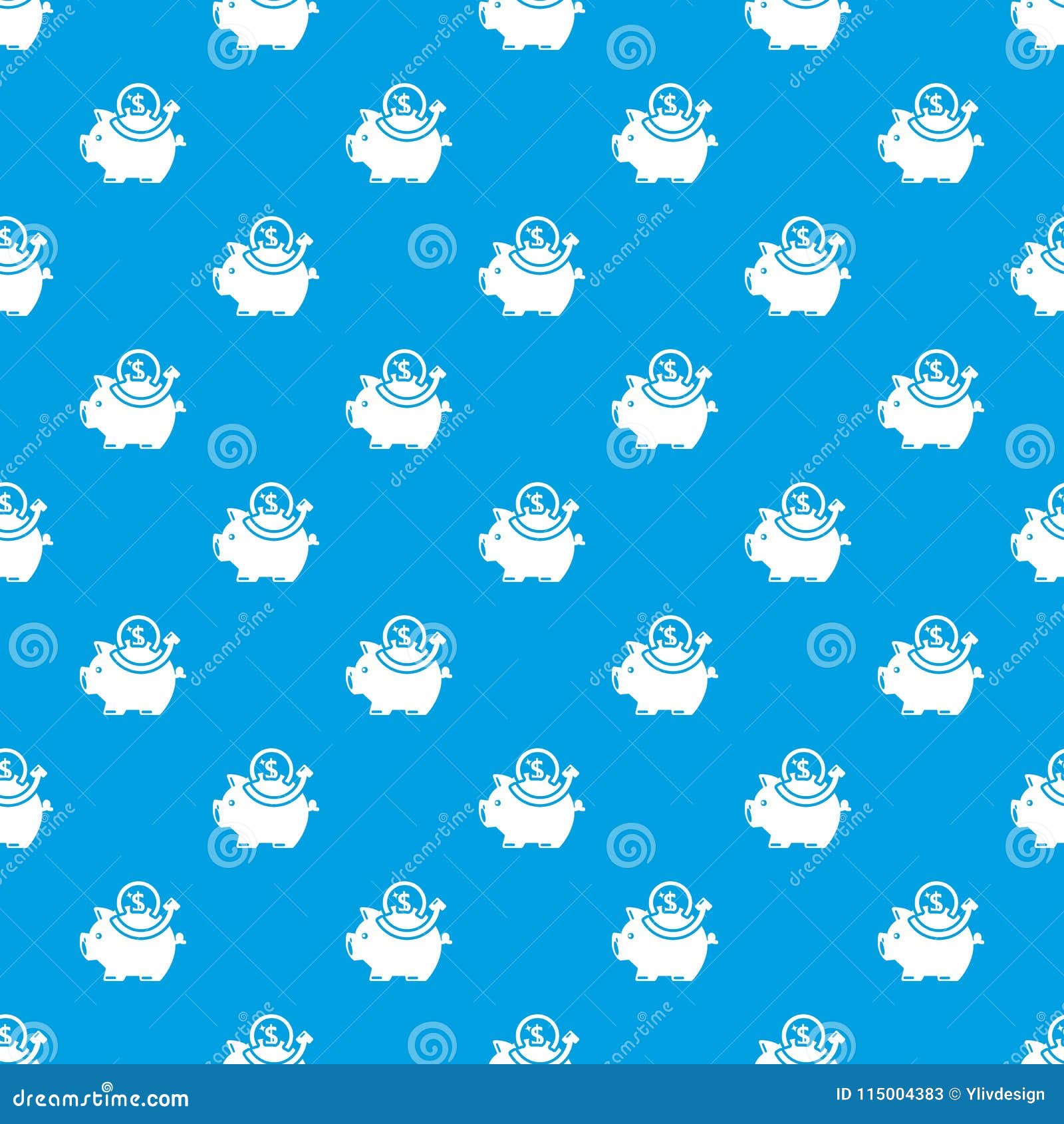 Pig Money Pattern Vector Seamless Blue Stock Vector - Illustration of ...