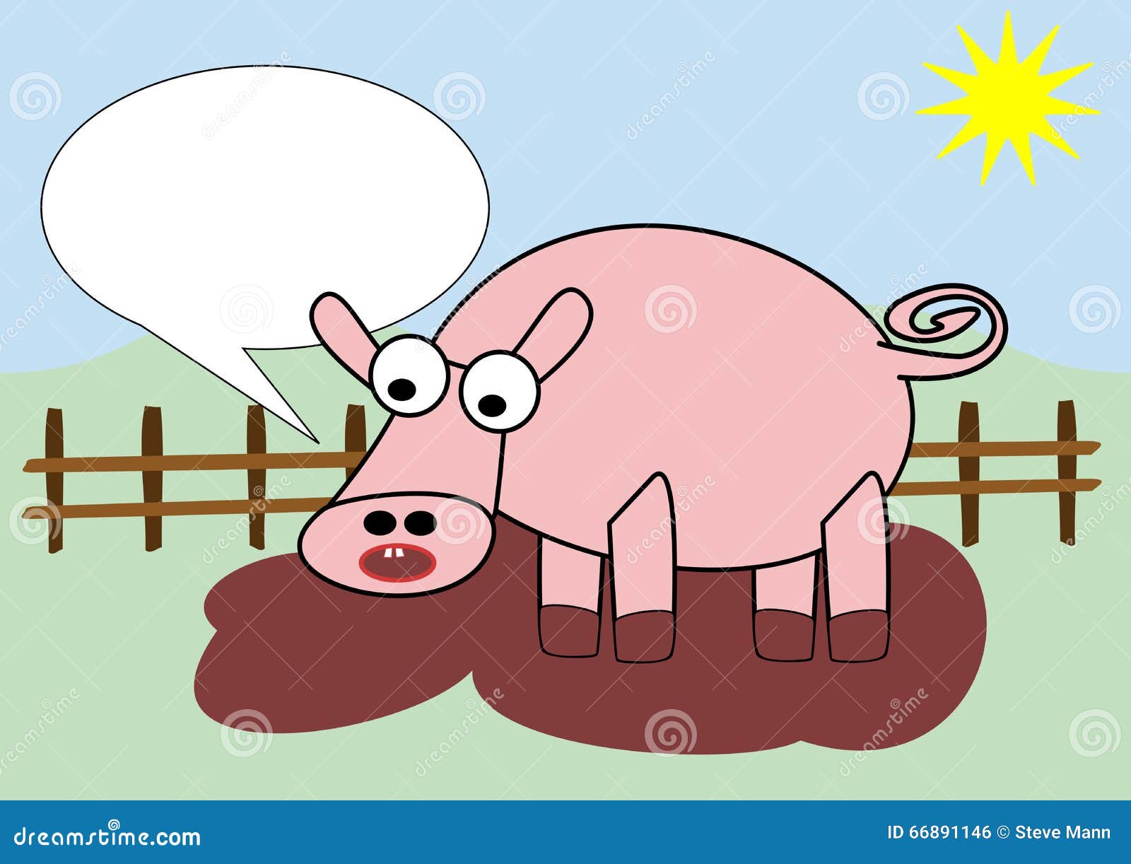 Pig in mud stock illustration. Illustration of mammal - 66891146