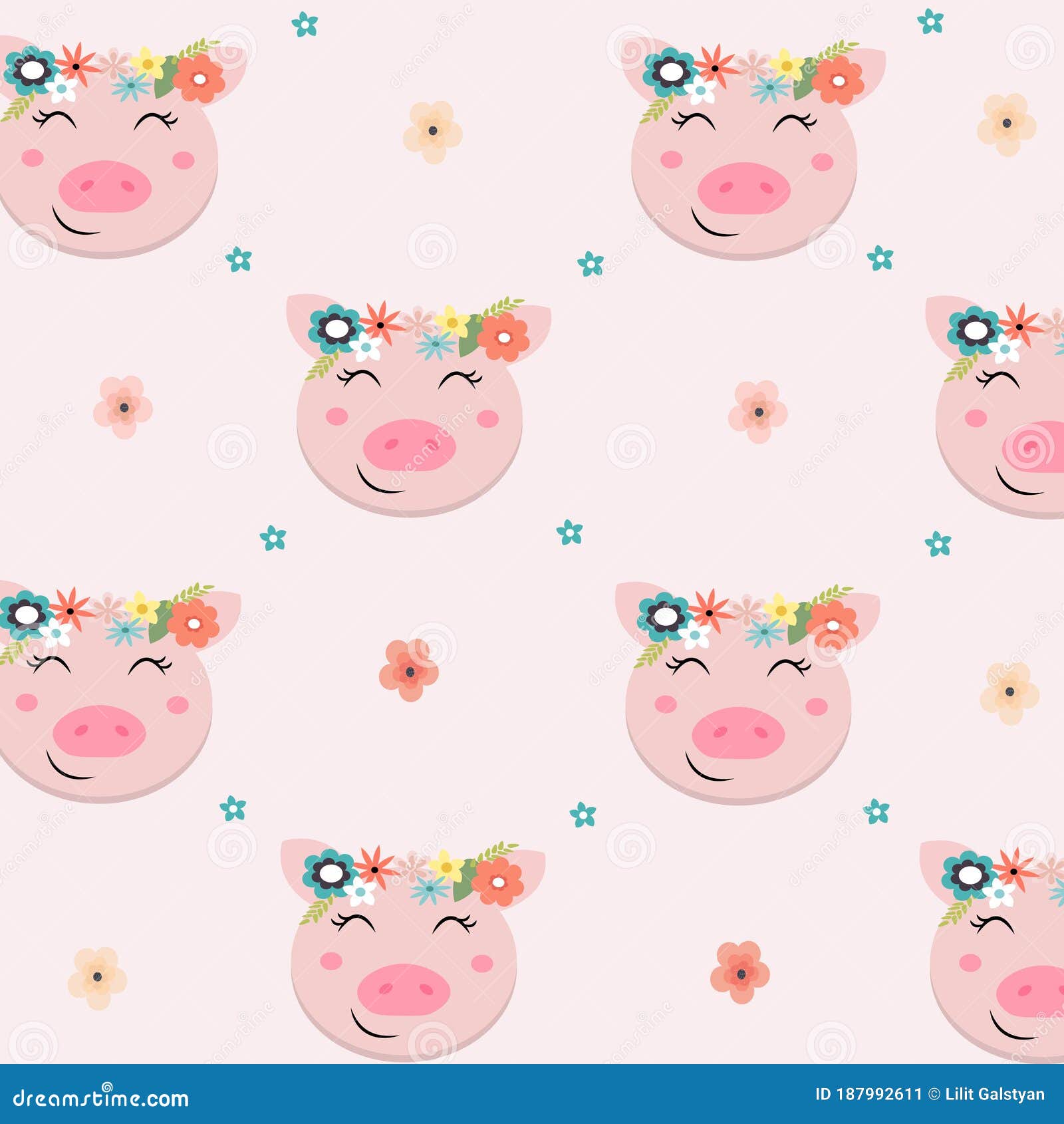 Pig Pattern Vector Illustration Cartoon Vector Illustration Character ...