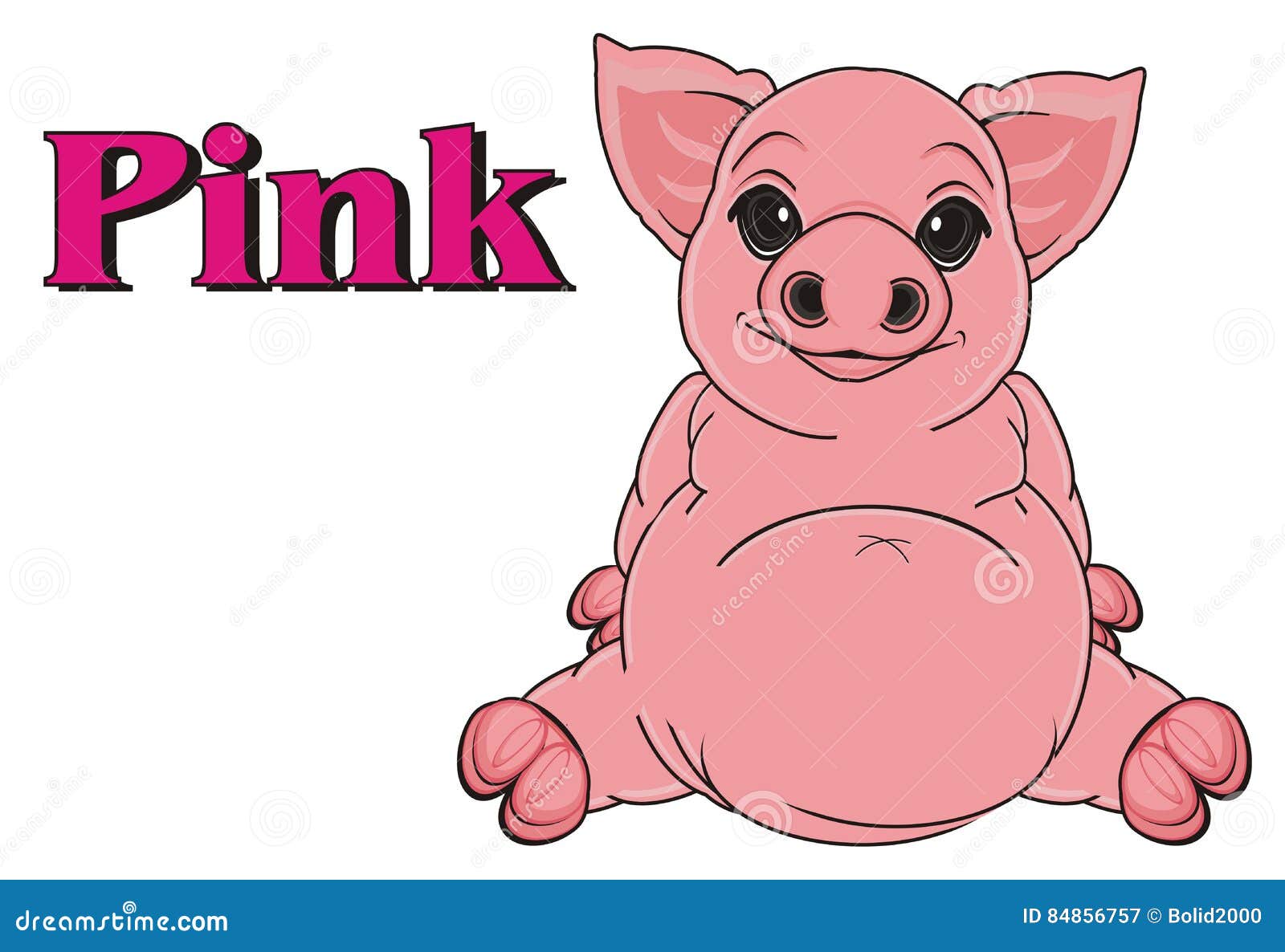 Pig is pink color stock illustration. Illustration of mammals - 84856757