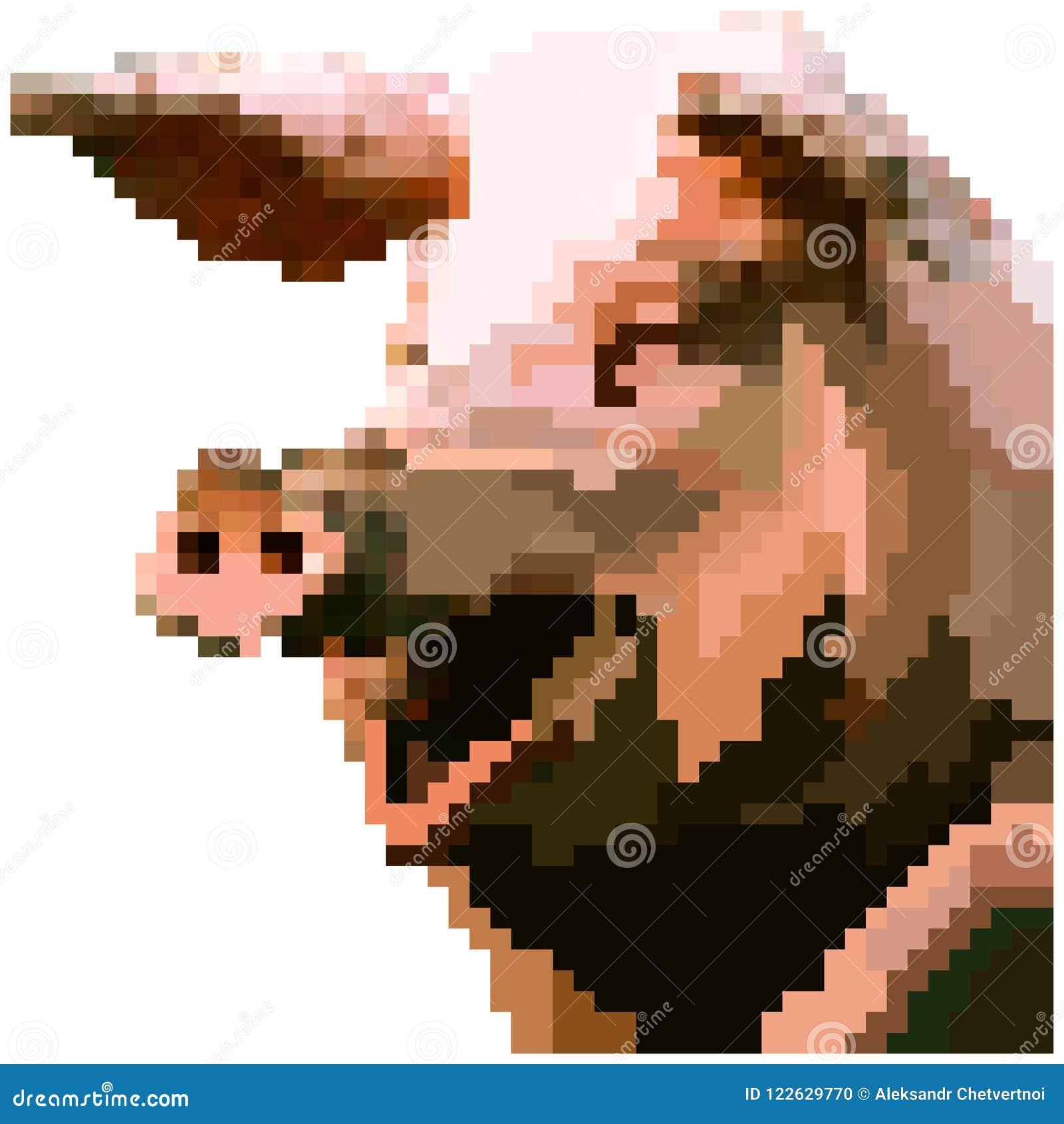 Pig in Pixel Art Style Vector Illustration Stock Illustration ...