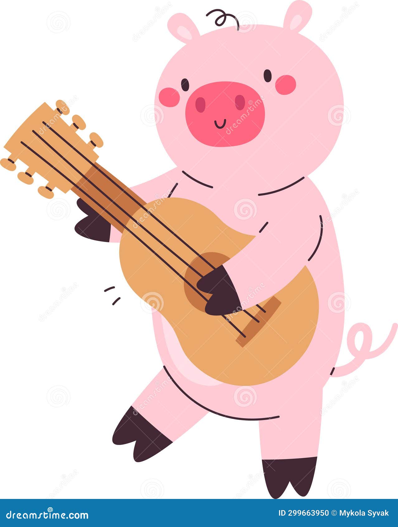 Pig Playing on Guitar stock vector. Illustration of music - 299663950