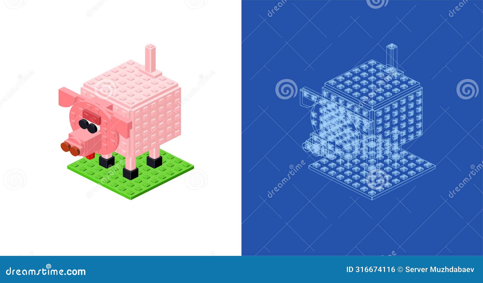 Pig Project for Print and Decoration. Vector Clipart. Stock Vector ...