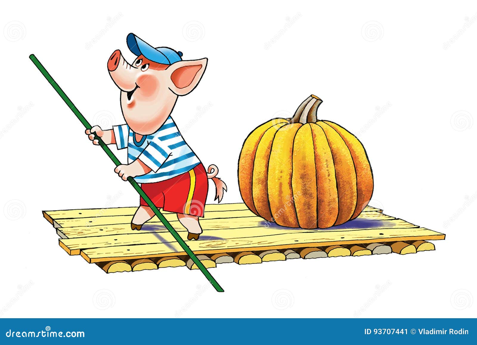 Pig On A Raft Royalty-Free Stock Photography | CartoonDealer.com #93707441